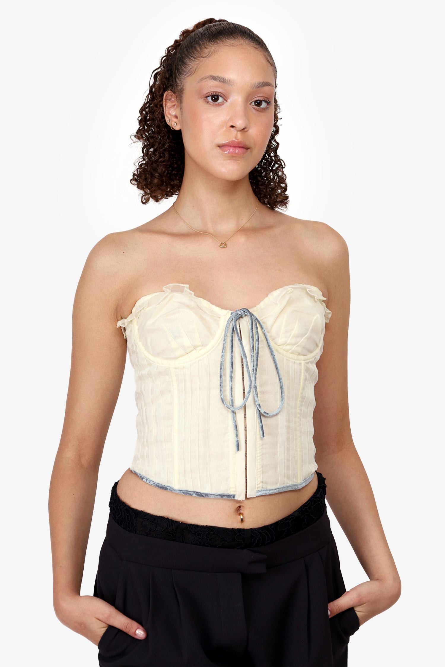 Danielle Guizio White/Blue Corset Size M – Mine & Yours