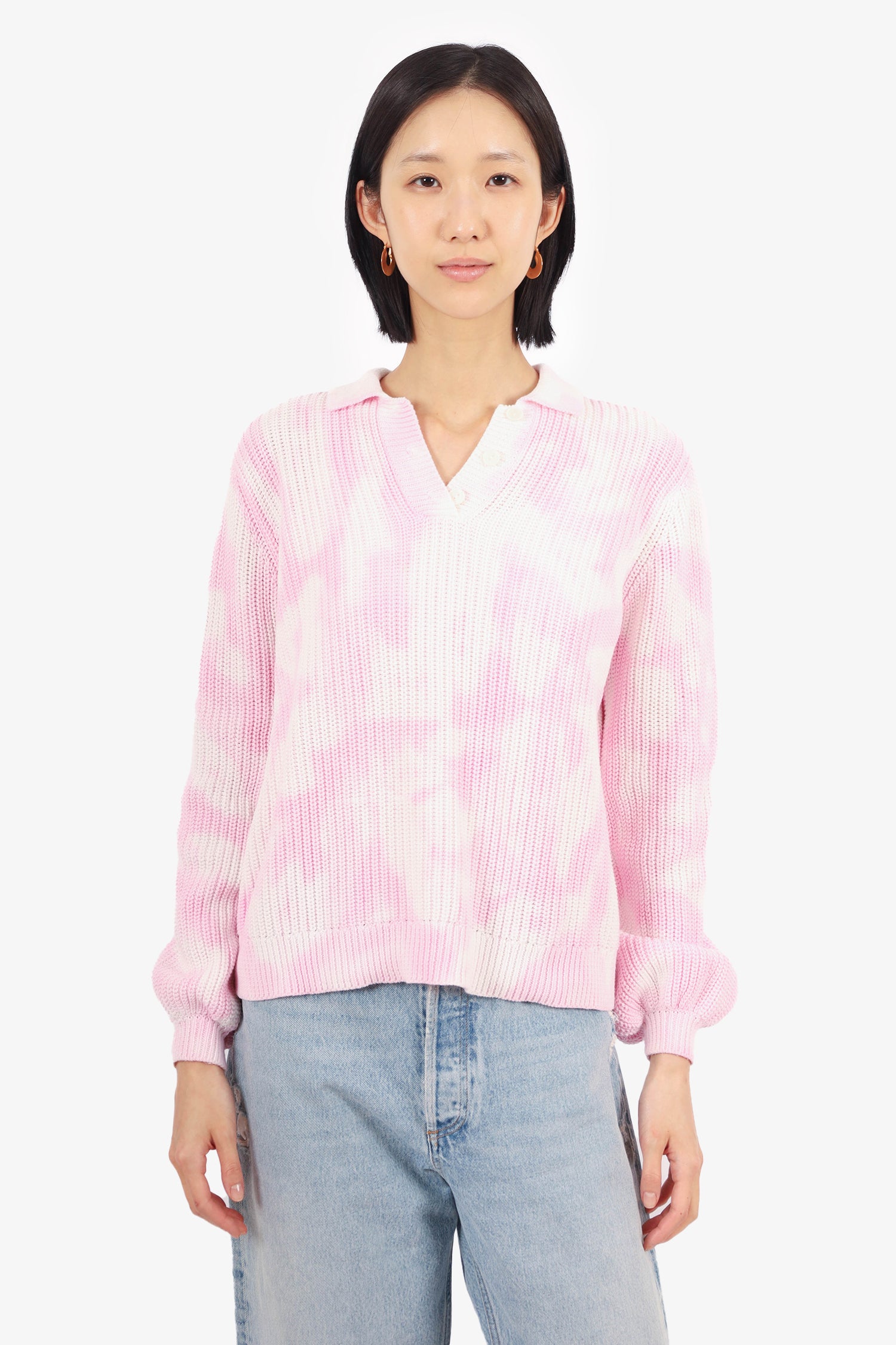 Ellie Mae Pink White Collard With Neck Sweater Size X Small Mine And Yours