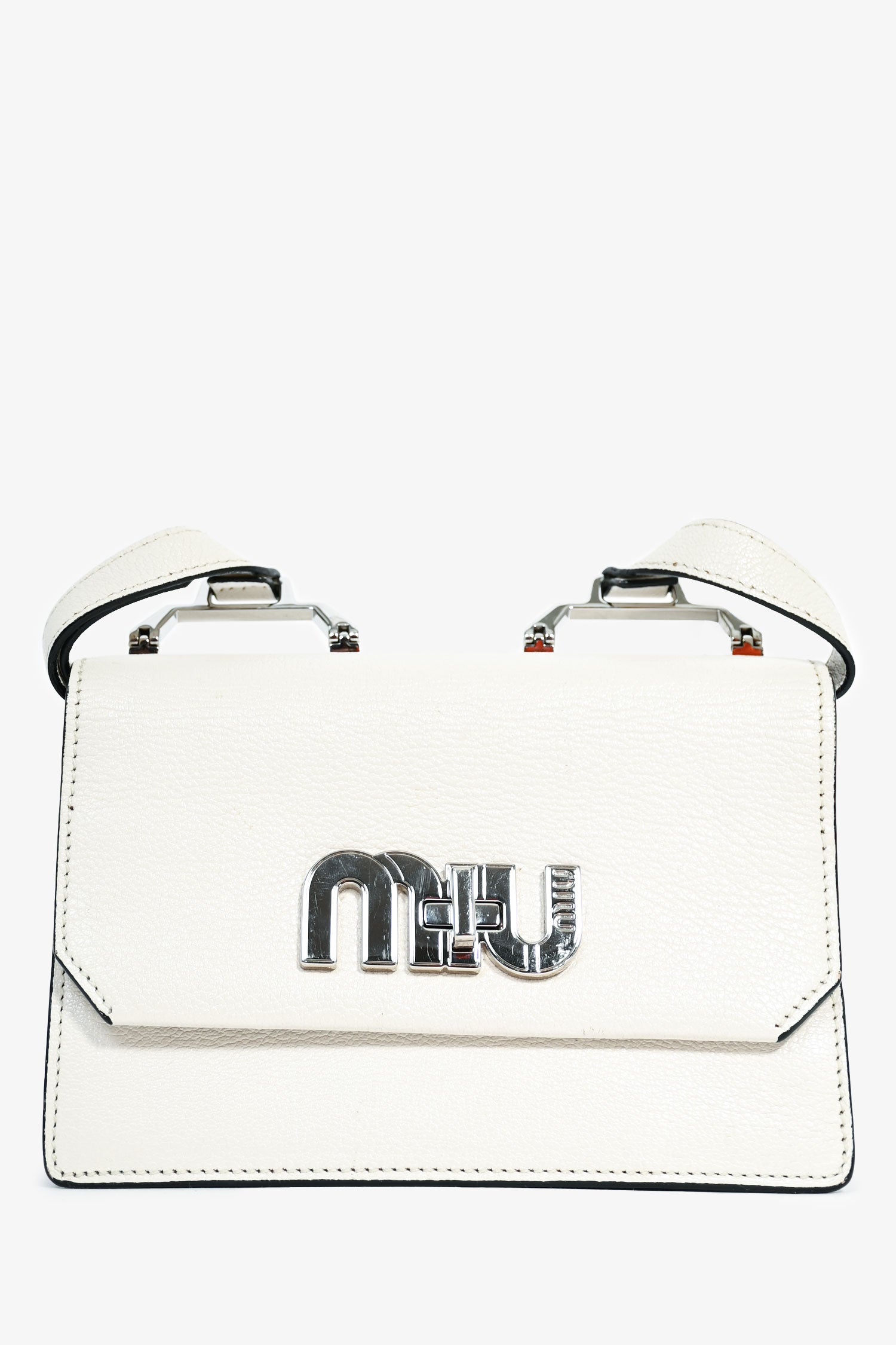 Miu Miu White Leather Logo 'Madras' Small Crossbody Bag – Mine & Yours