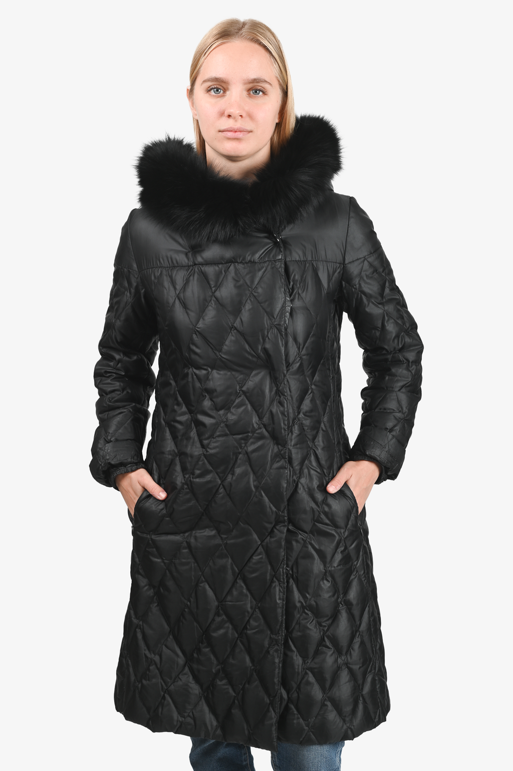 Max Mara Studio Black Quilted Faux Fur Detachable Hood Jacket Size 6 U – Mine & Yours