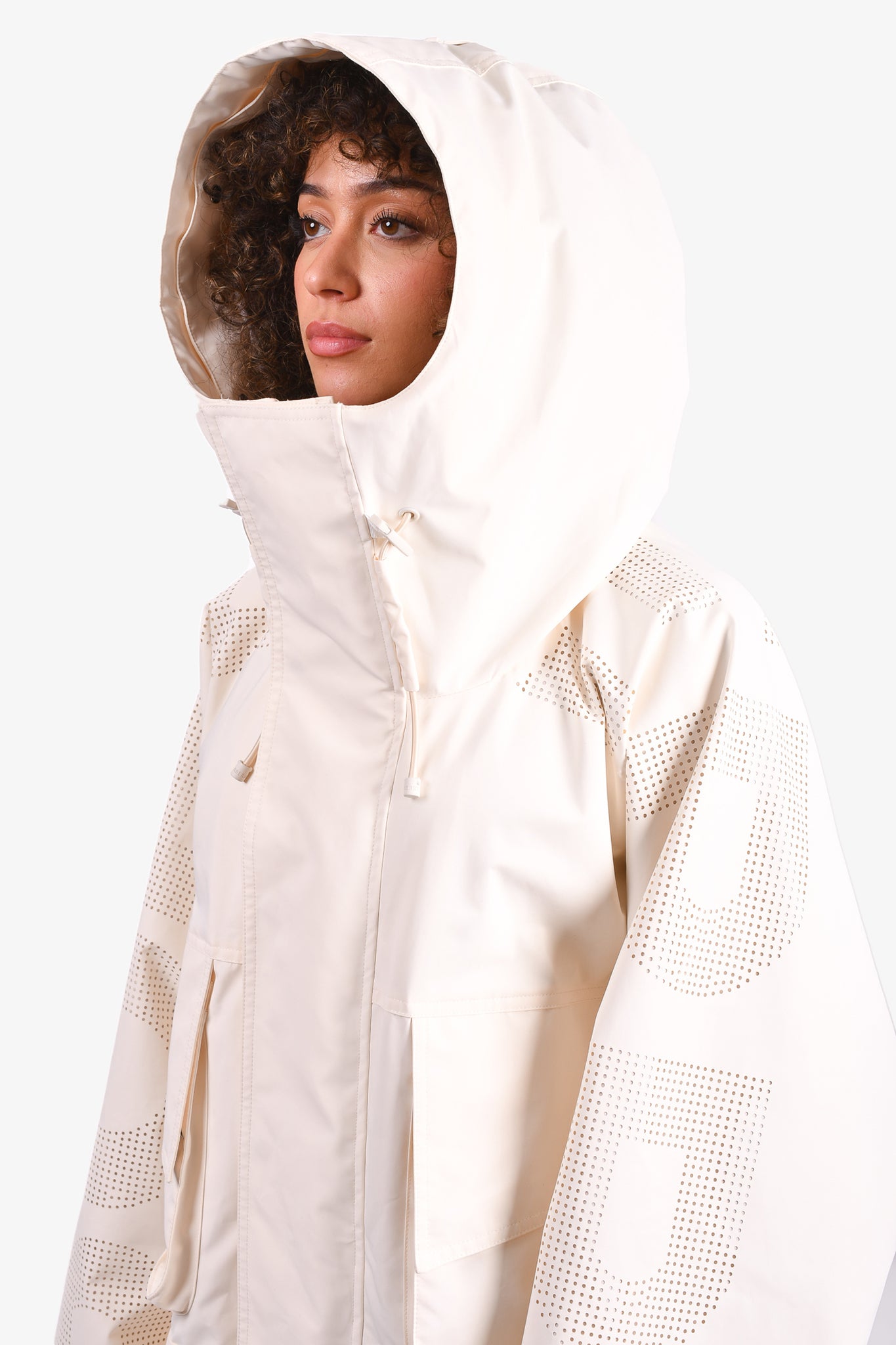 Burberry London Cream Logo Perforated 'Parkhurst' Nylon Windbreaker Ja ...