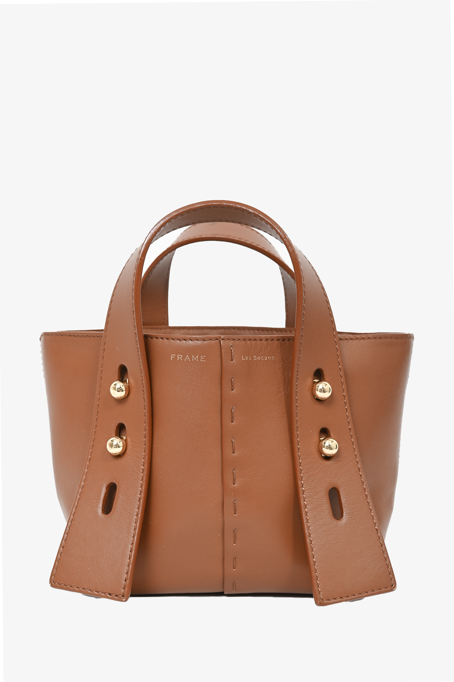 Frame Tan Leather Top Handle Bag With Strap – Mine & Yours
