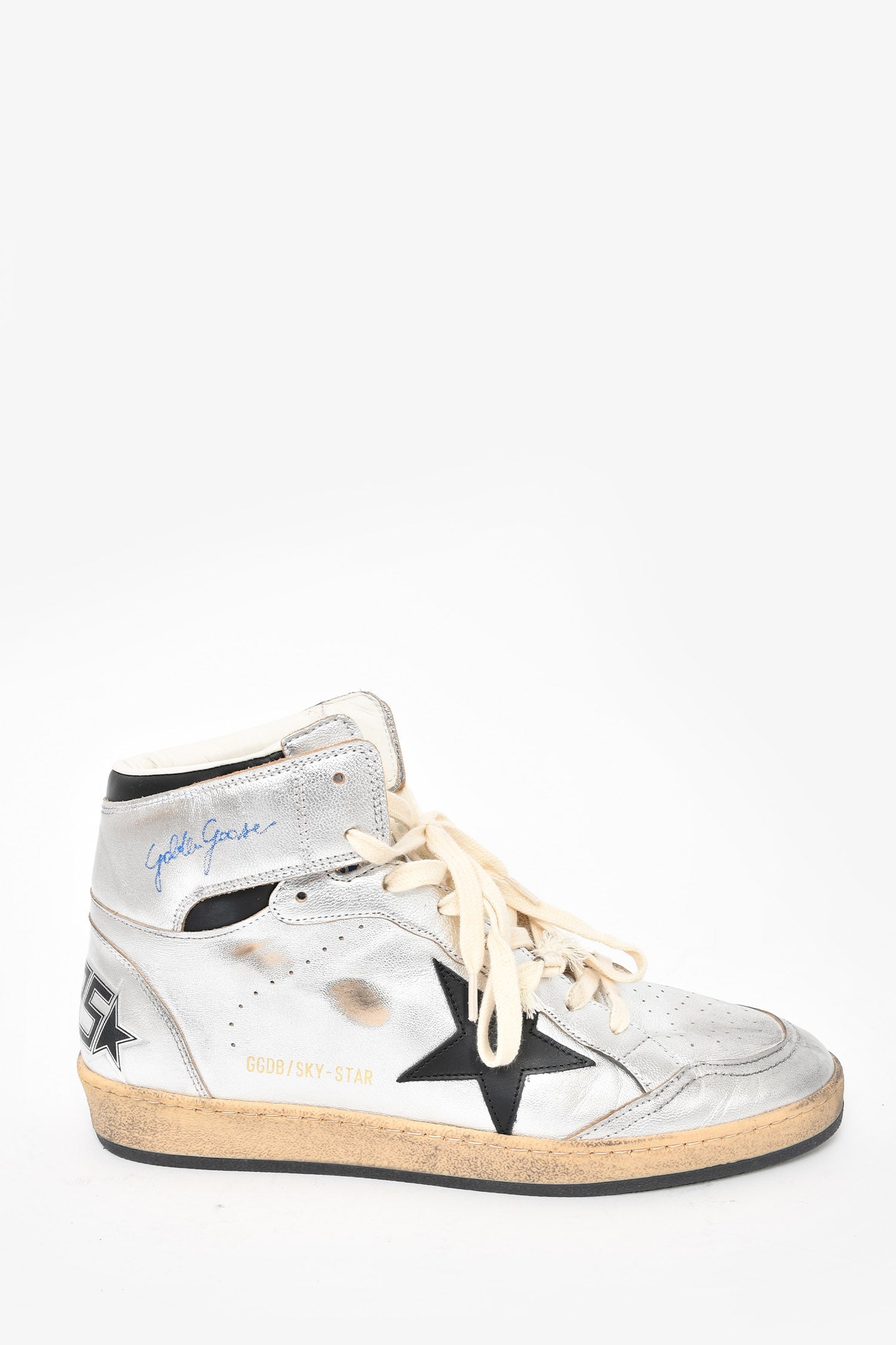 Golden Goose Silver Metallic Leather High Top Sneakers sz 43 Mens ...