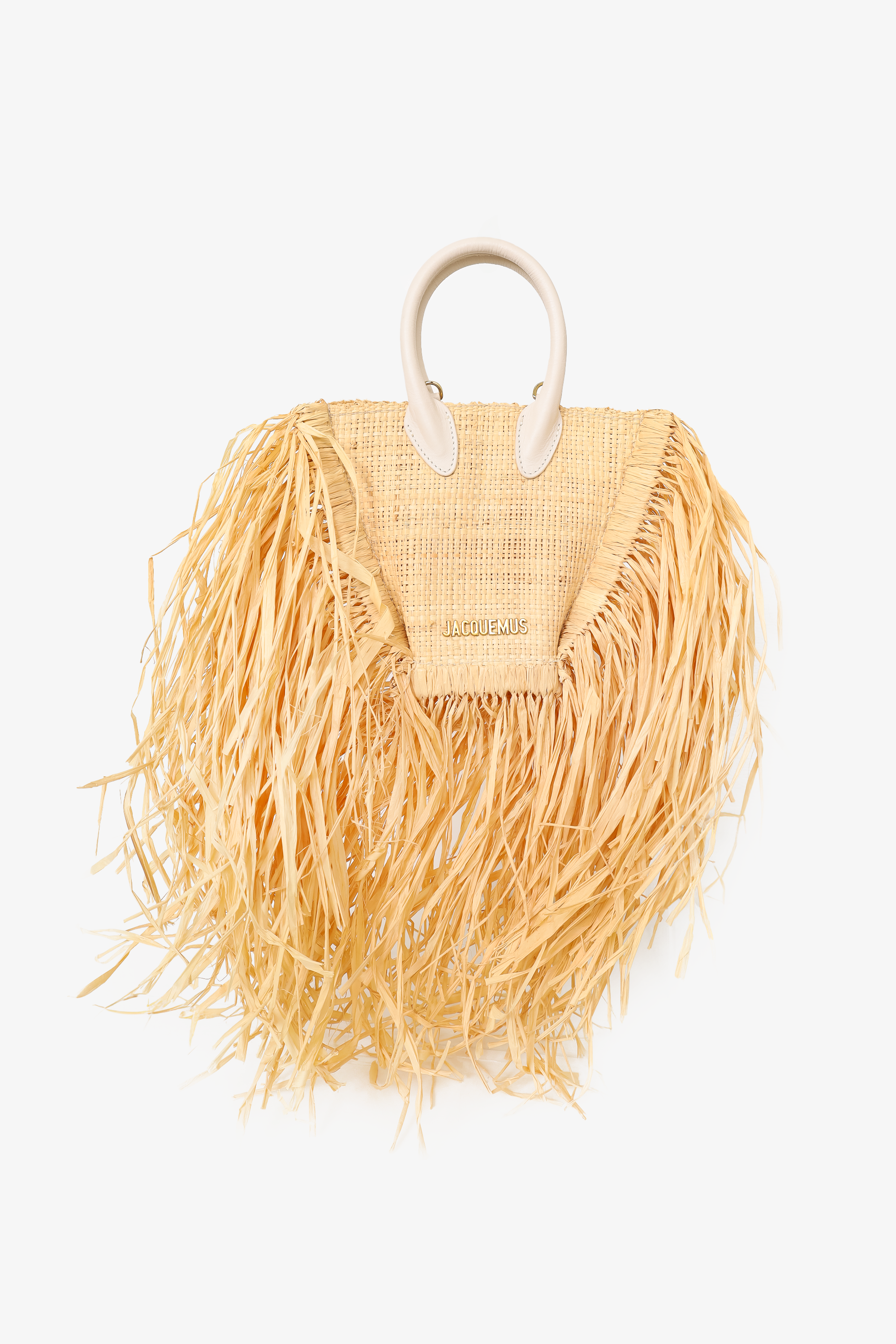 Jacquemus Beige Woven Straw Fringe Top Handle with Strap – Mine & Yours
