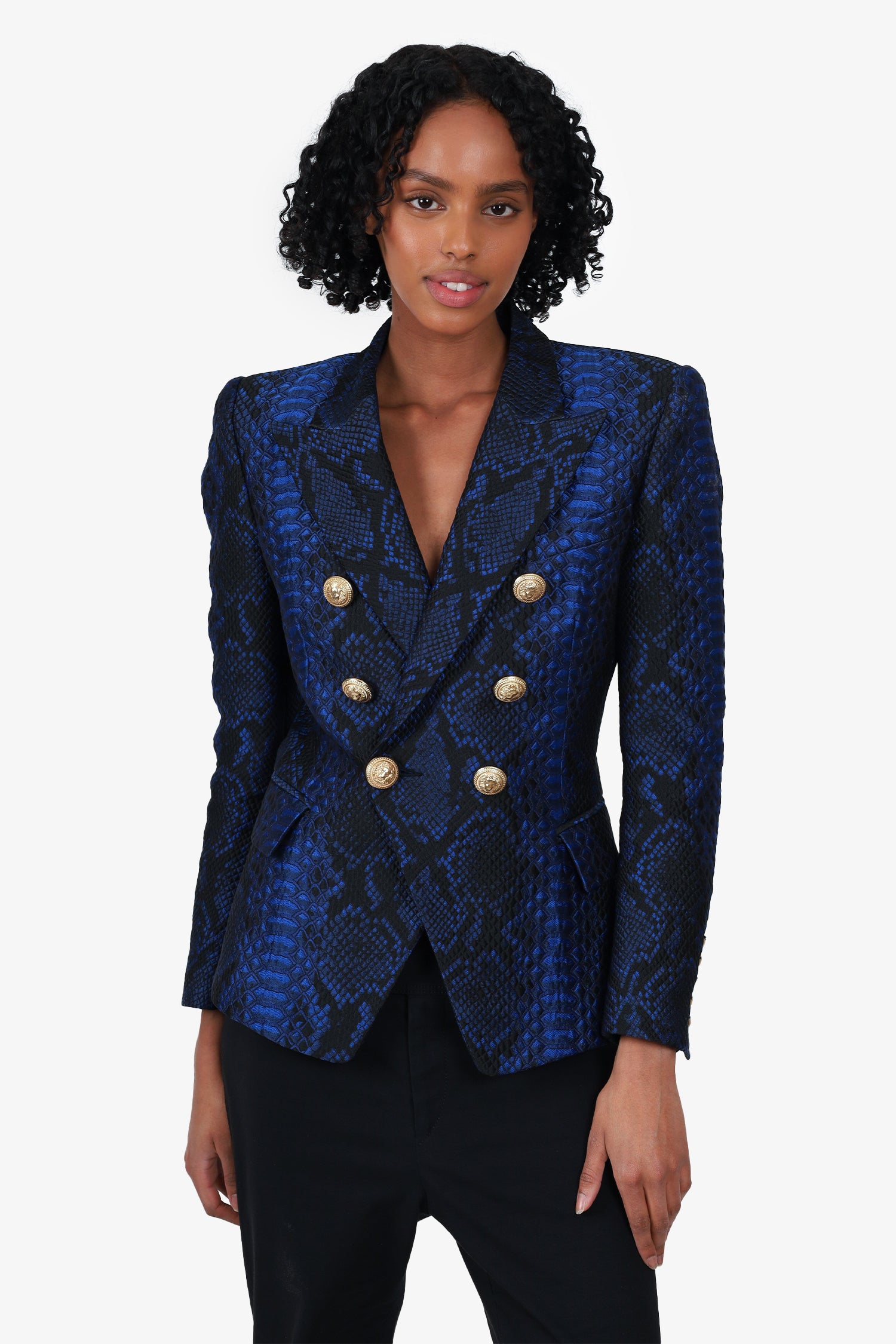 Balmain Blue Snake Texture Blazer Size 36 – Mine & Yours