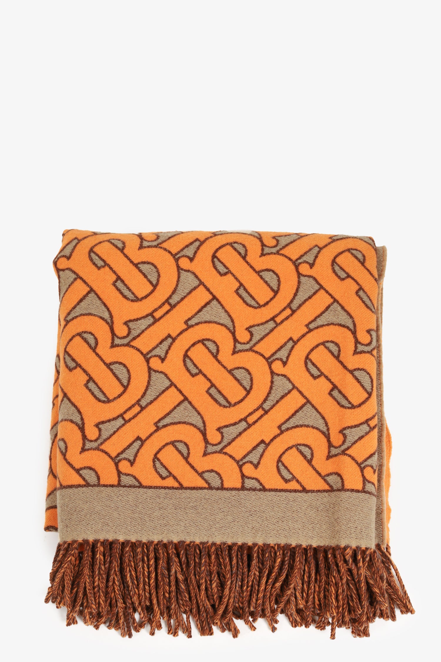 Burberry Beige/Orange TB Monogram Wool Throw Blanket – Mine & Yours