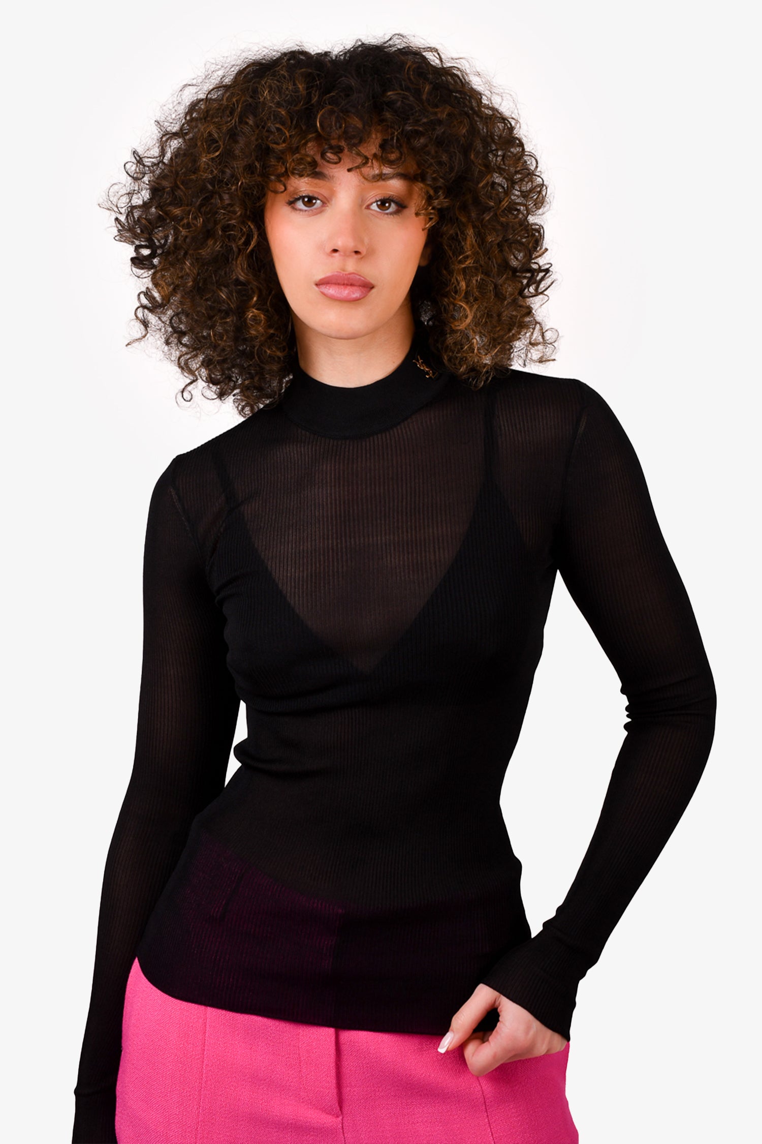 Saint Laurent Black Silk Sheer Knit Top Size XS – Mine & Yours
