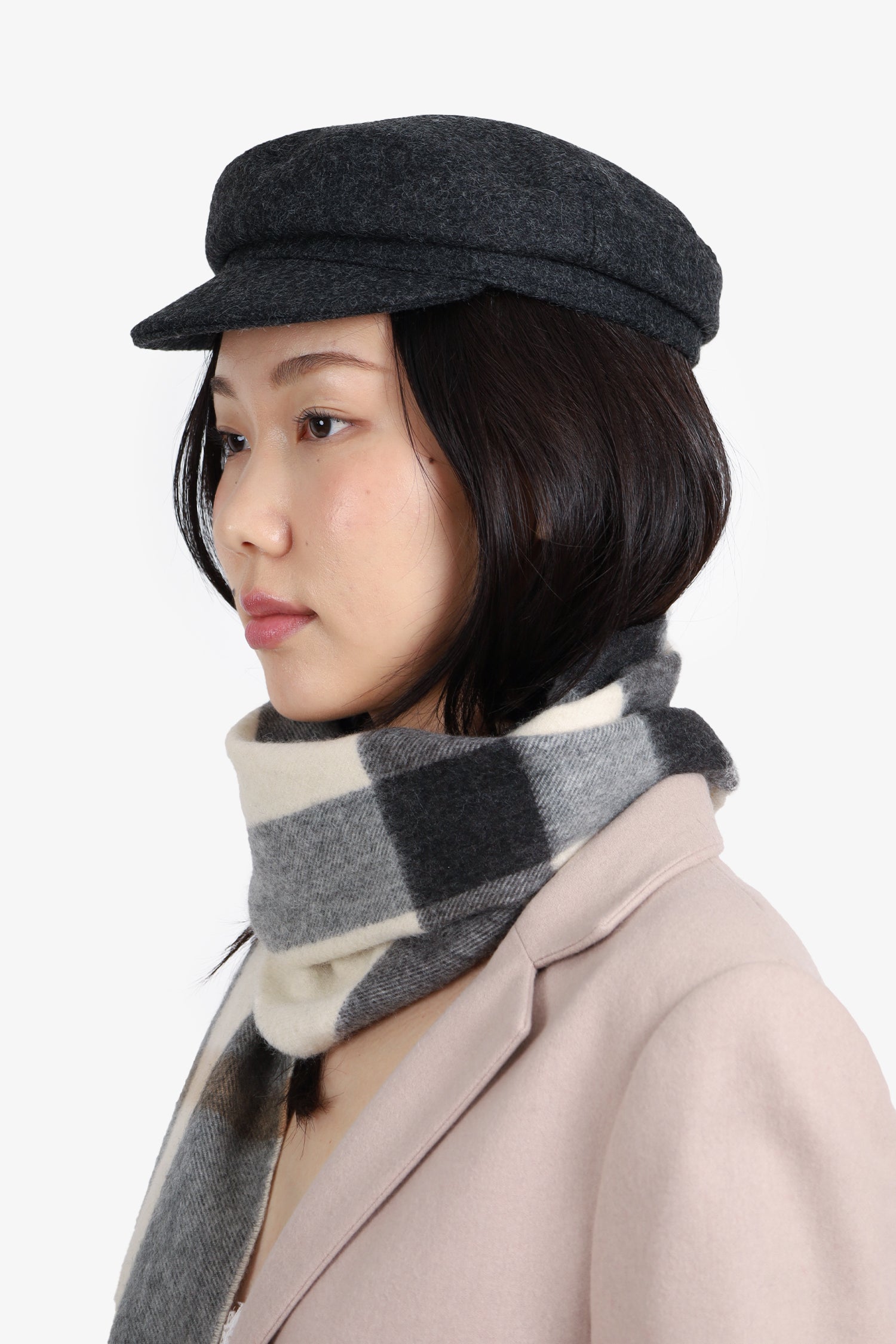Isabel Marant Grey Wool "Evie" Messenger Hat Size 56 – Mine & Yours