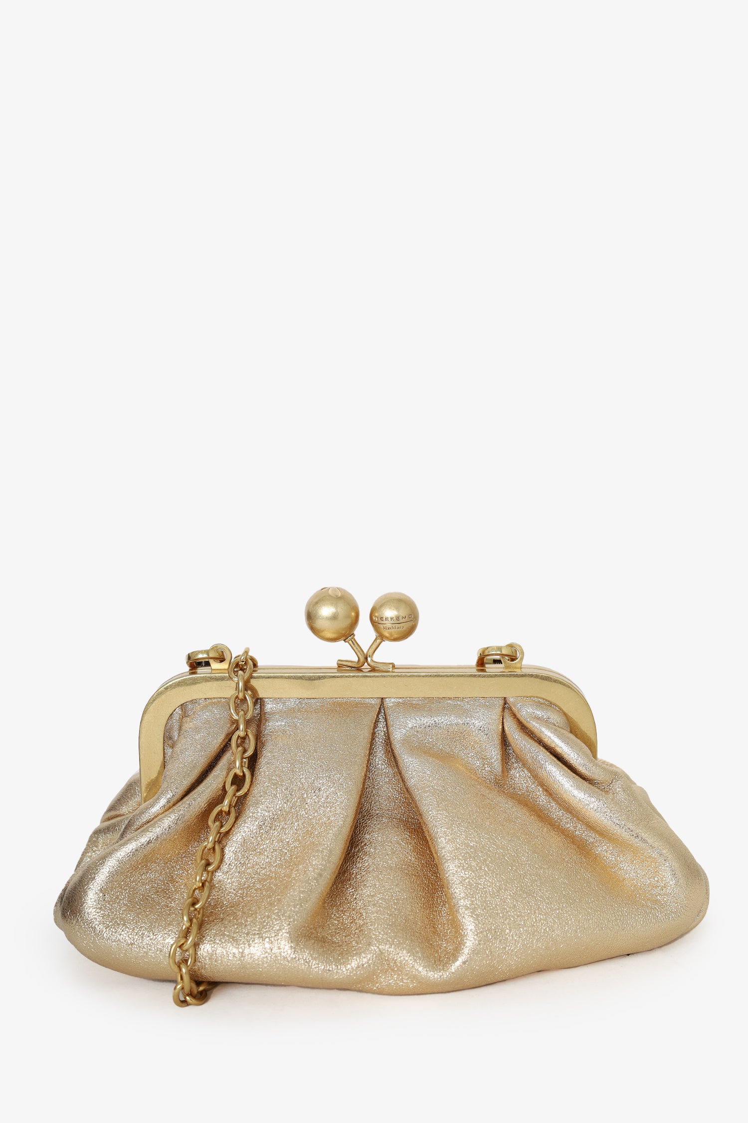 Max Mara Weekend Gold Metallic Pouch with Chain – Mine & Yours