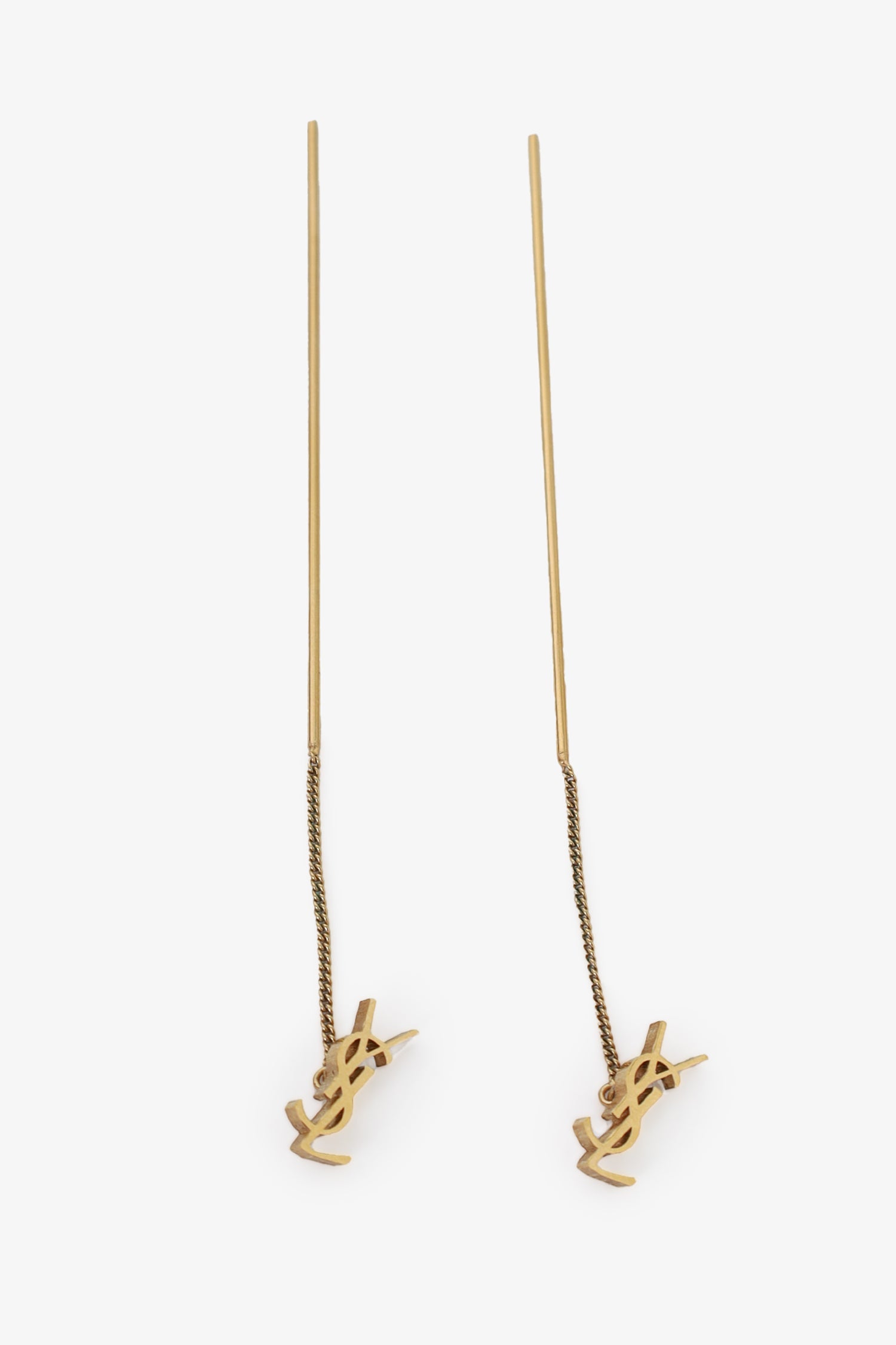 Saint Laurent Gold Tone Opyum YSL Threader Earrings – Mine & Yours