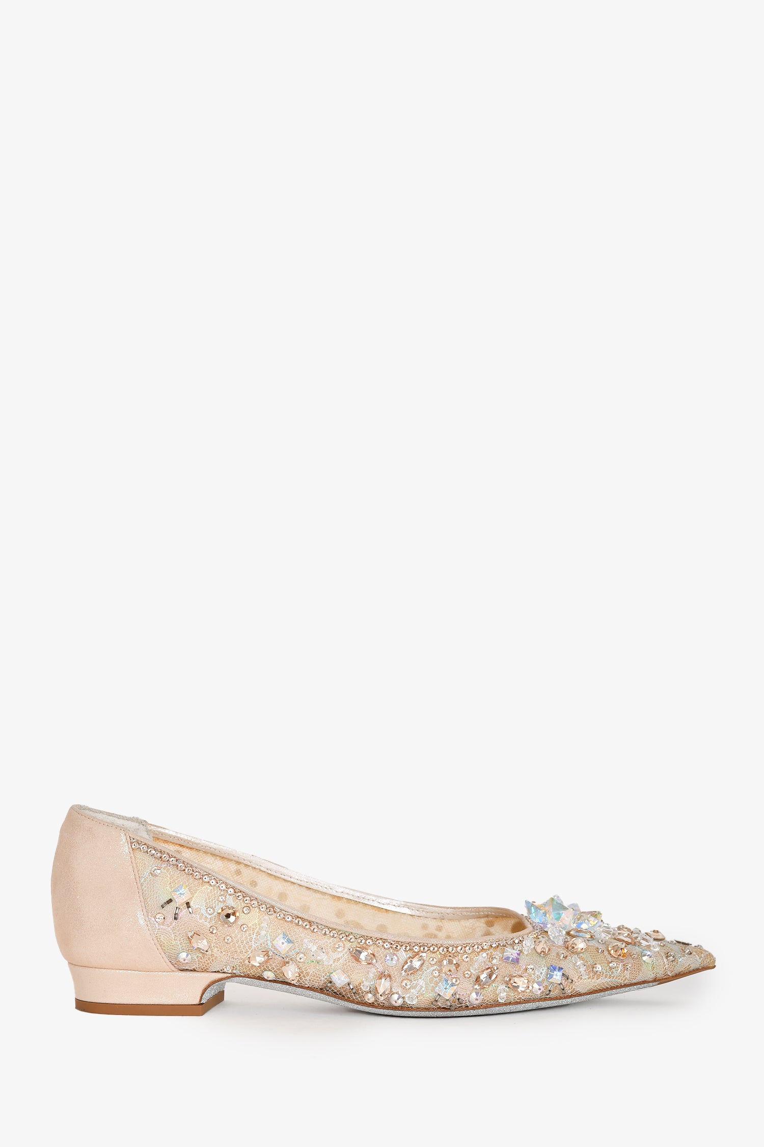Rene Caovilla Beige Crystal Embellished 'Cinderella' Pointed Toe Flats ...