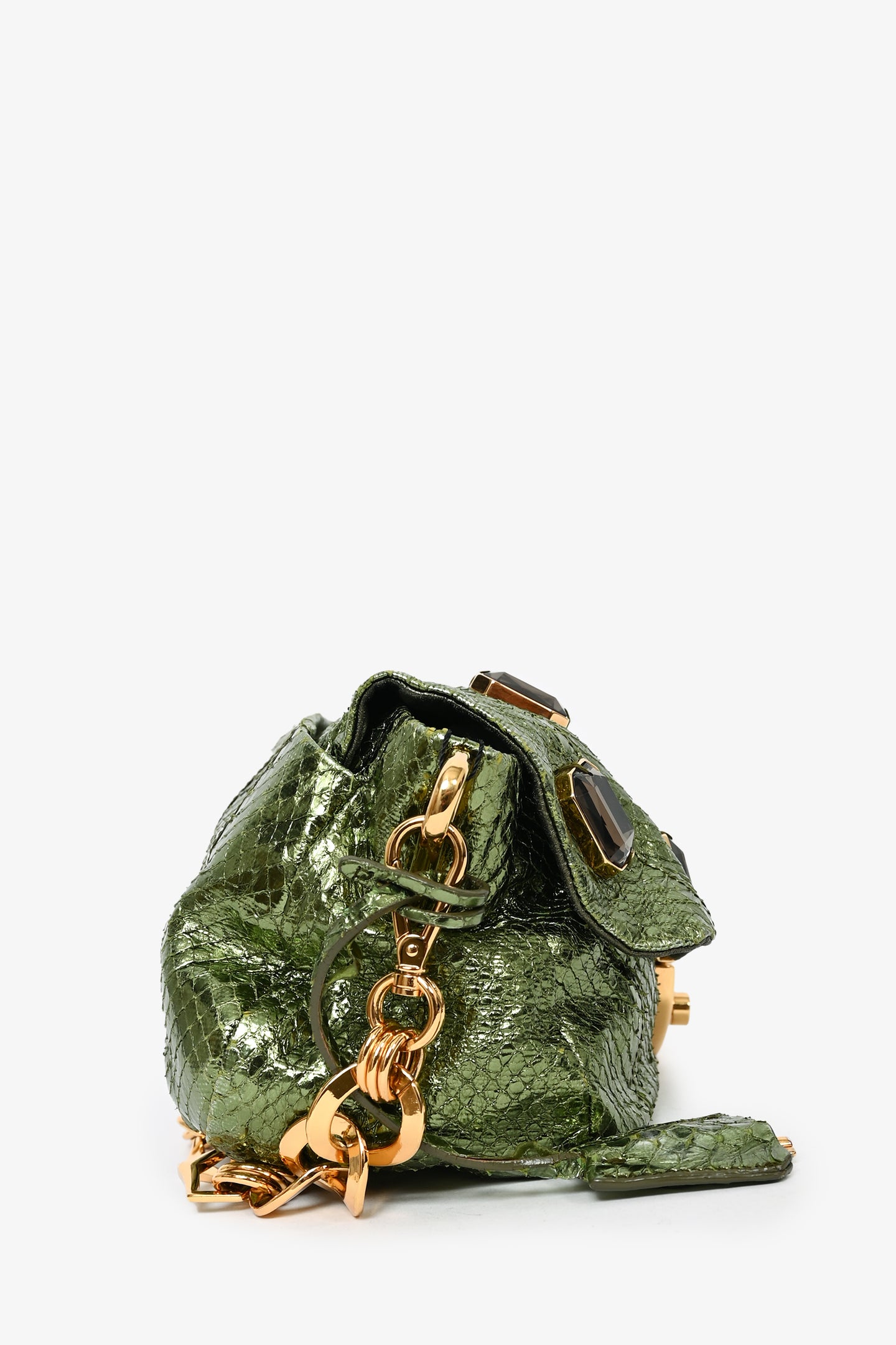 Prada Green Metallic Jeweled Python Chain Shoulder Bag – Mine & Yours