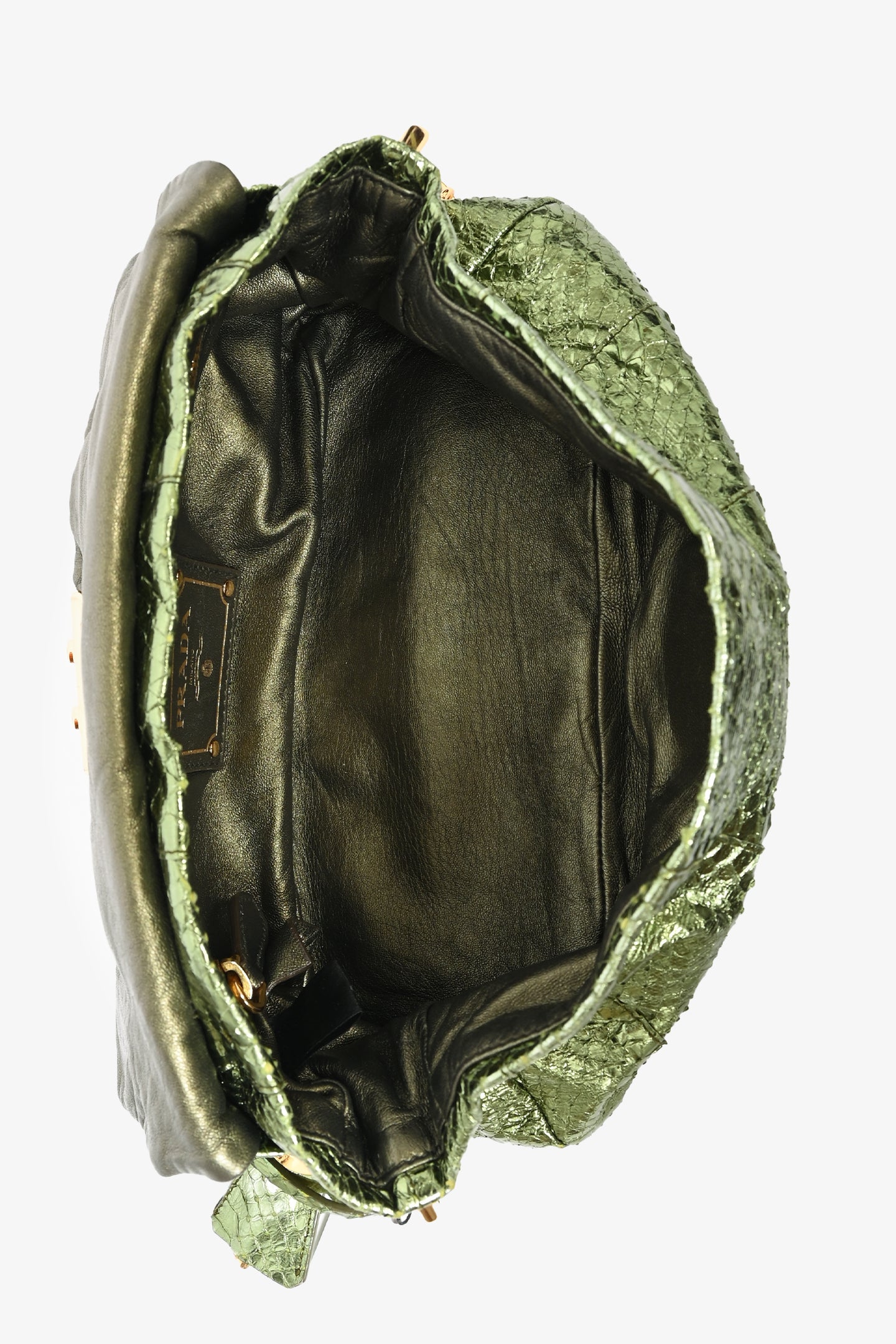 Prada Green Metallic Jeweled Python Chain Shoulder Bag – Mine & Yours