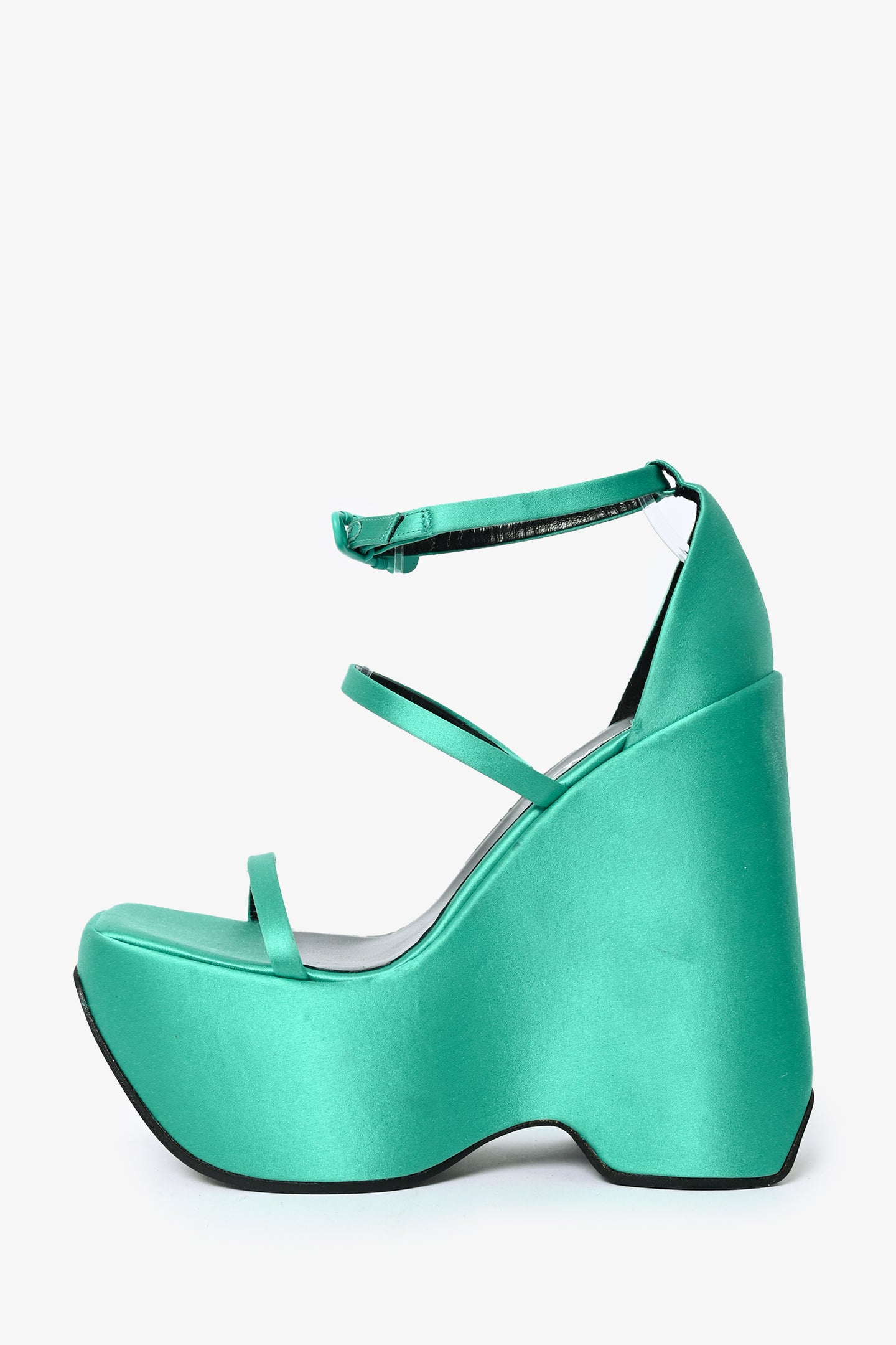 Versace Teal Satin Mega Platform Sandals Size 38.5 – Mine & Yours
