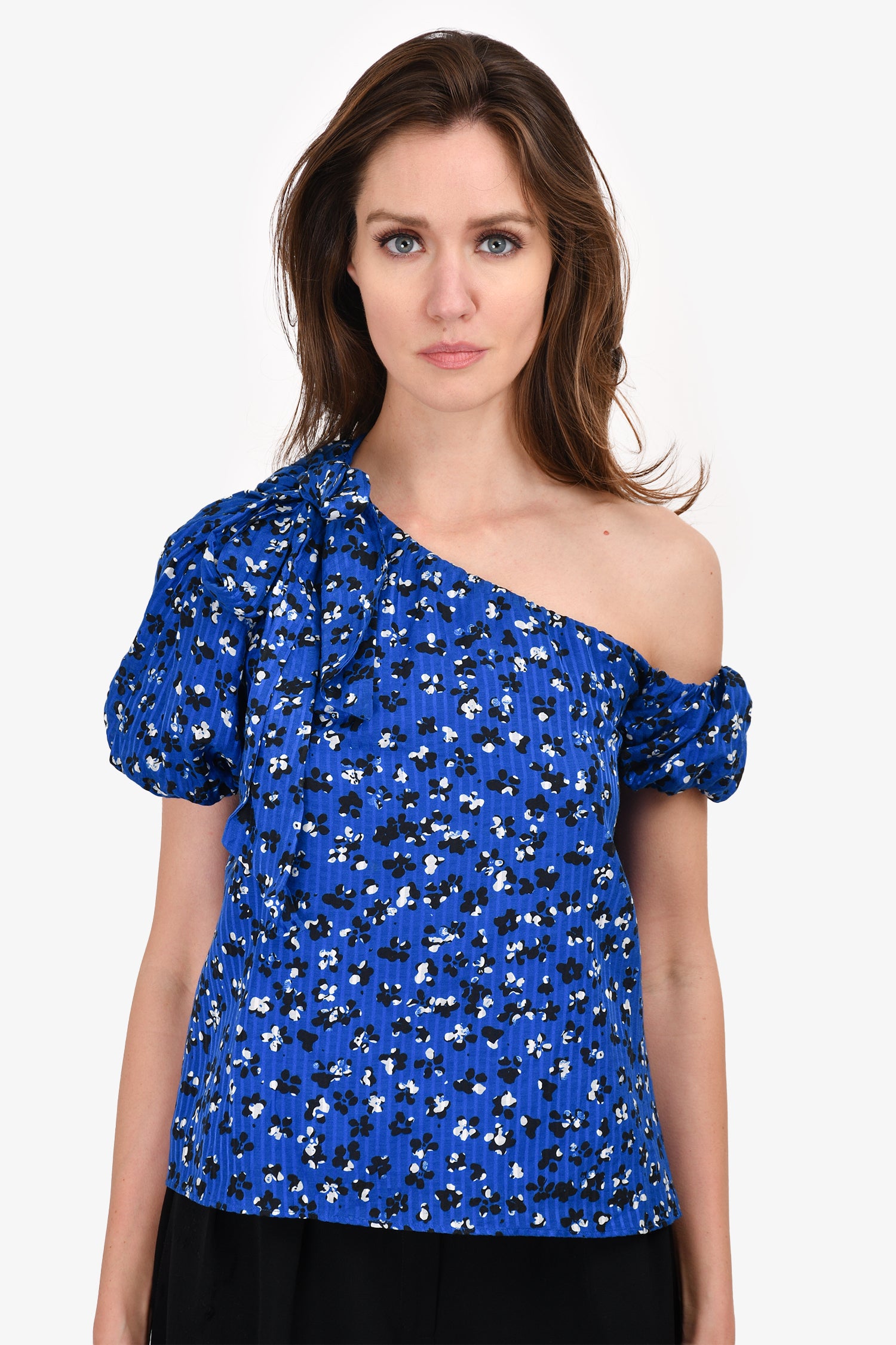 Ulla Johnson Blue Floral Silk Asymmetrical 'Femi' Top Size 4 – Mine & Yours