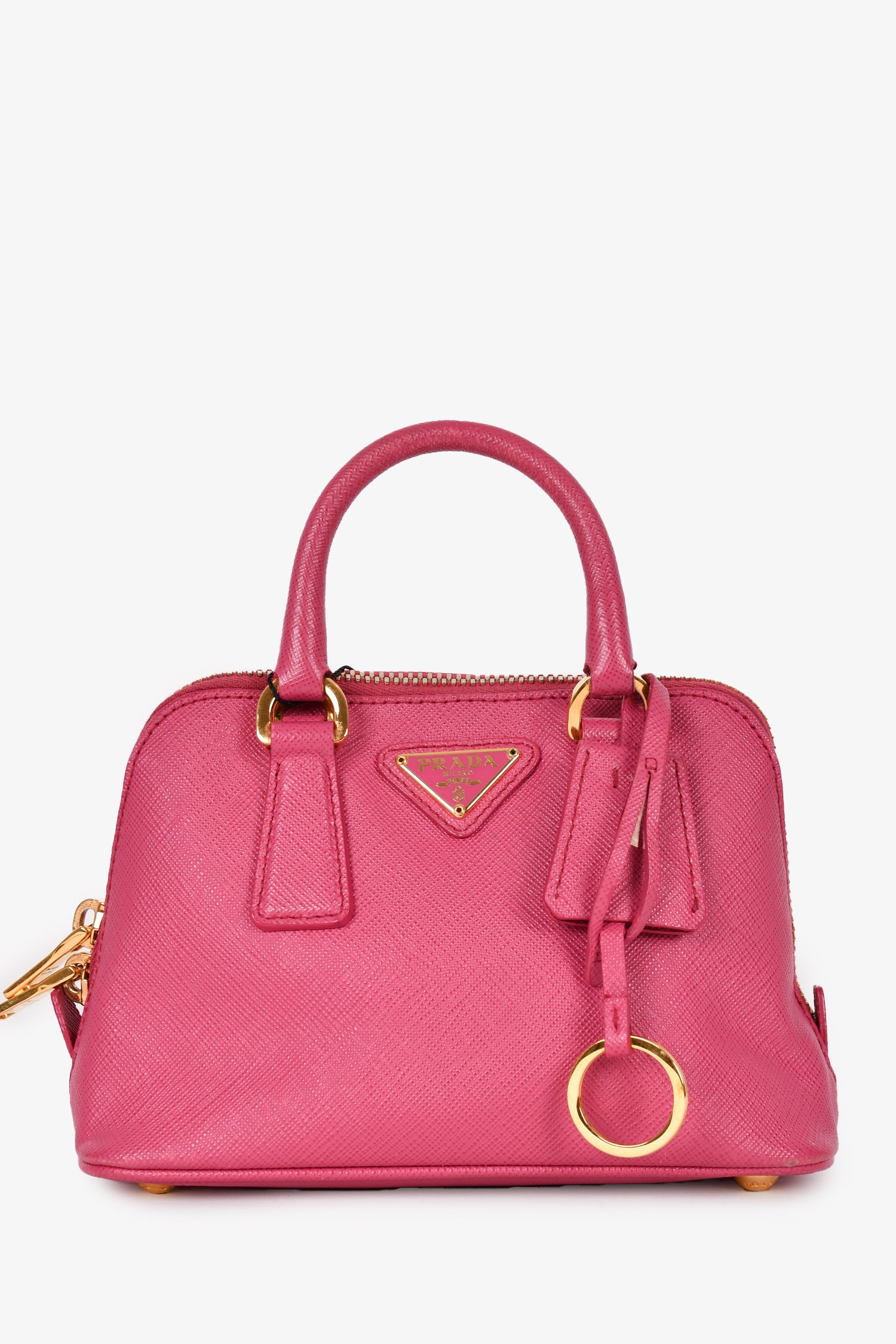 Prada Pink Mini Saffiano Vernice Promenade Tote with Strap – Mine & Yours