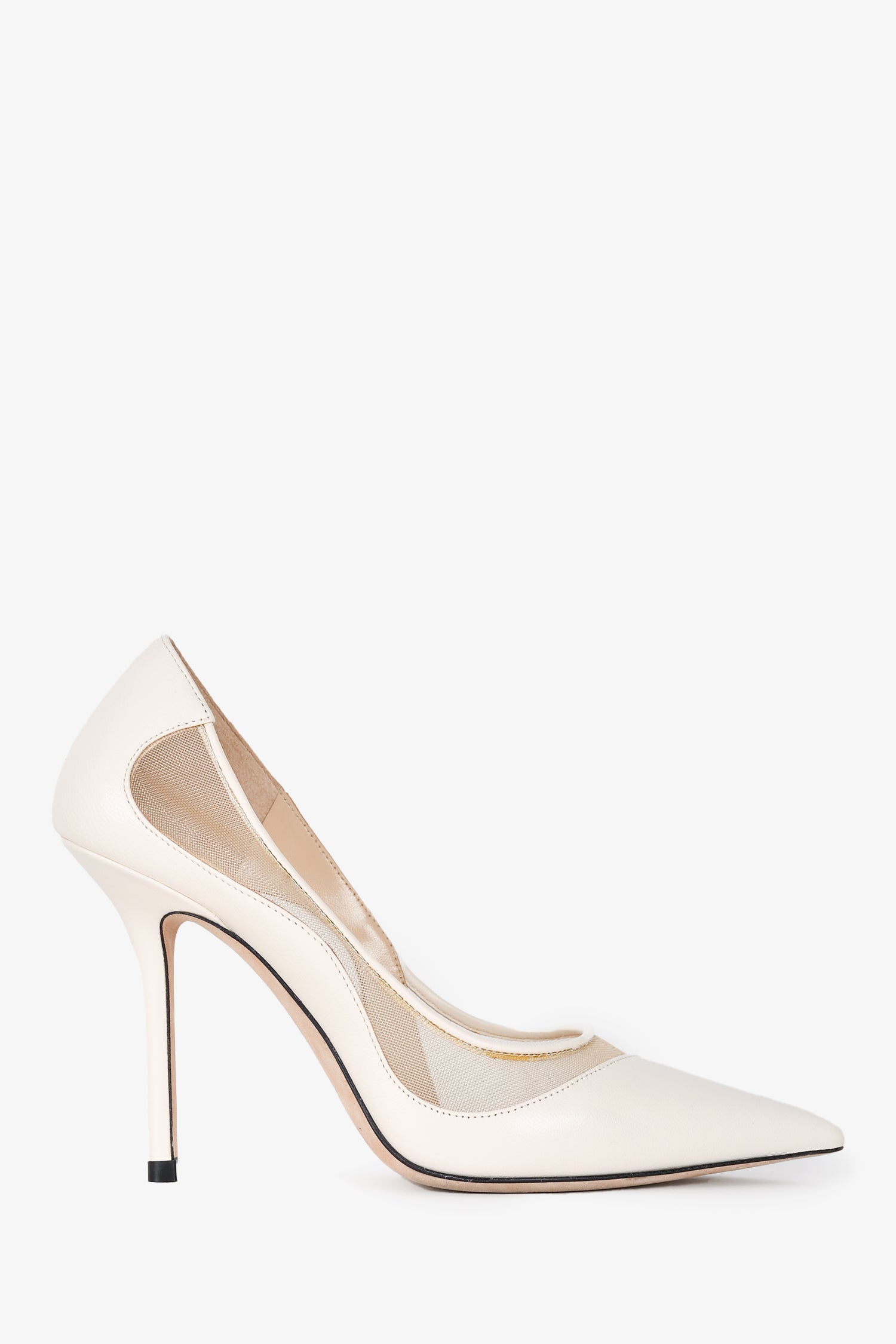 Jimmy Choo White Leather Mesh Heels Size 35.5 – Mine & Yours