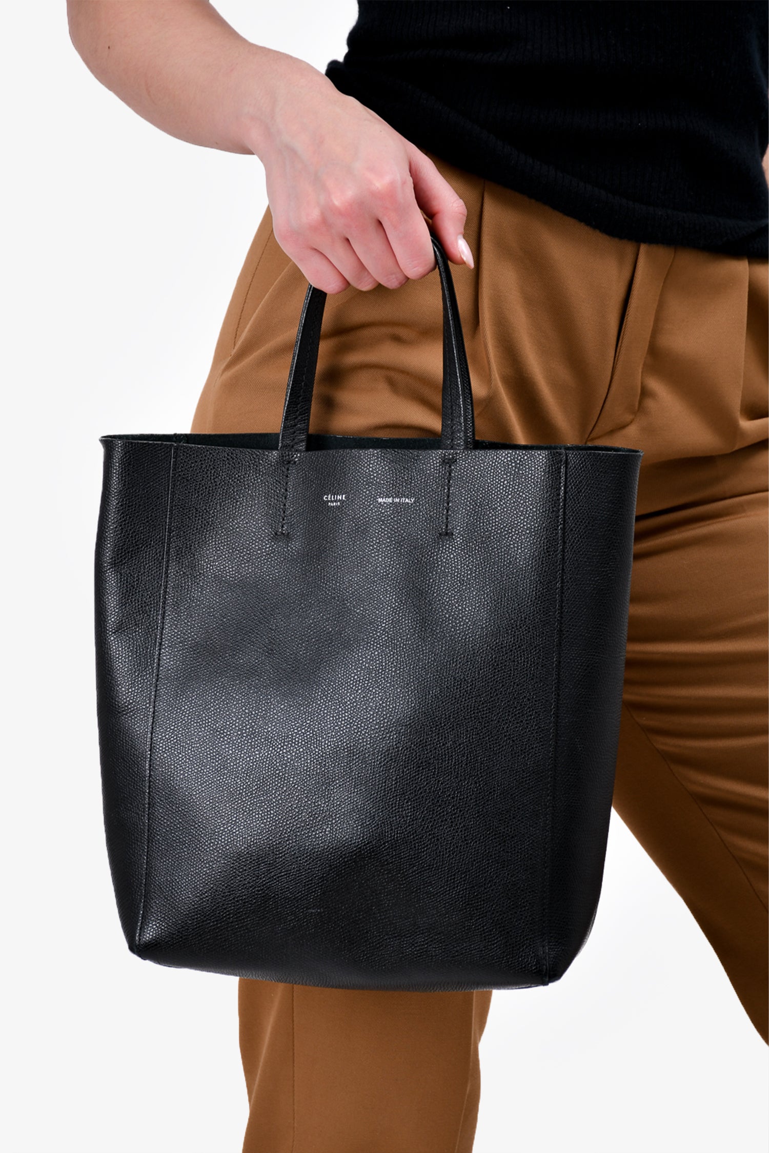 Celine 2015 Black Leather Small Vertical Cabas Bag with Strap – Mine ...