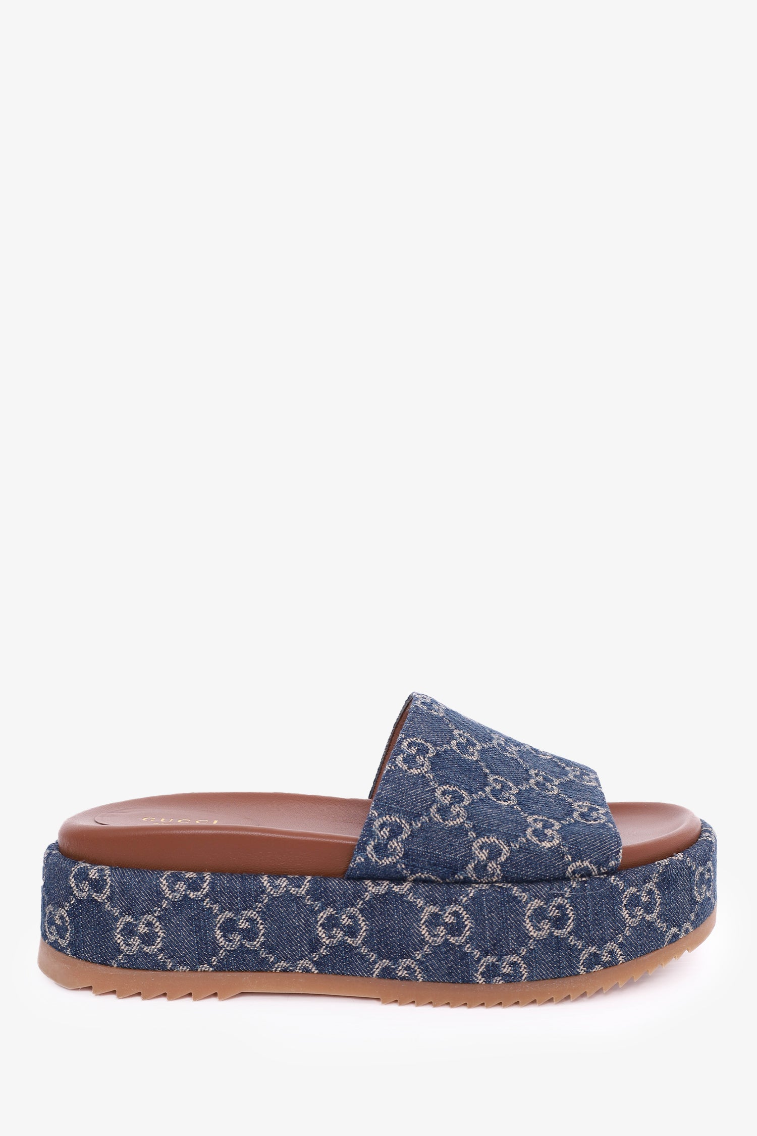Gucci Blue Denim GG Platform Slide Sandals Size 39.5 – Mine & Yours