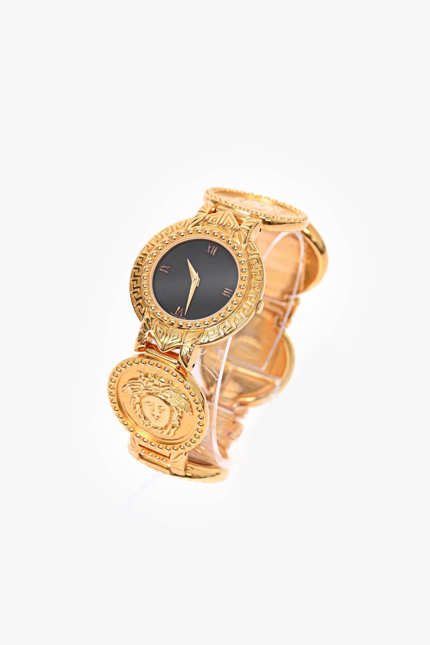 Gianni Versace Gold Plated Medusa Coin Watch with Black Dial – Mine & Yours