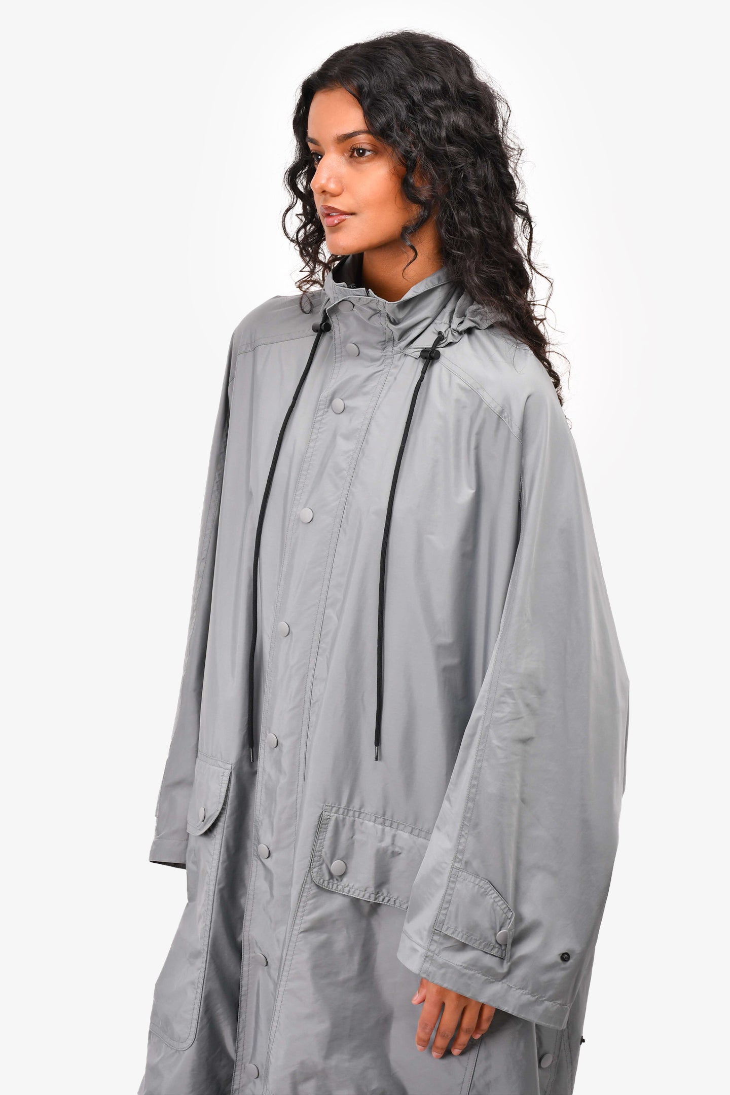 Balenciaga Grey Nylon Logo Oversized 'Opera' Rain Jacket Size 34 – Mine ...