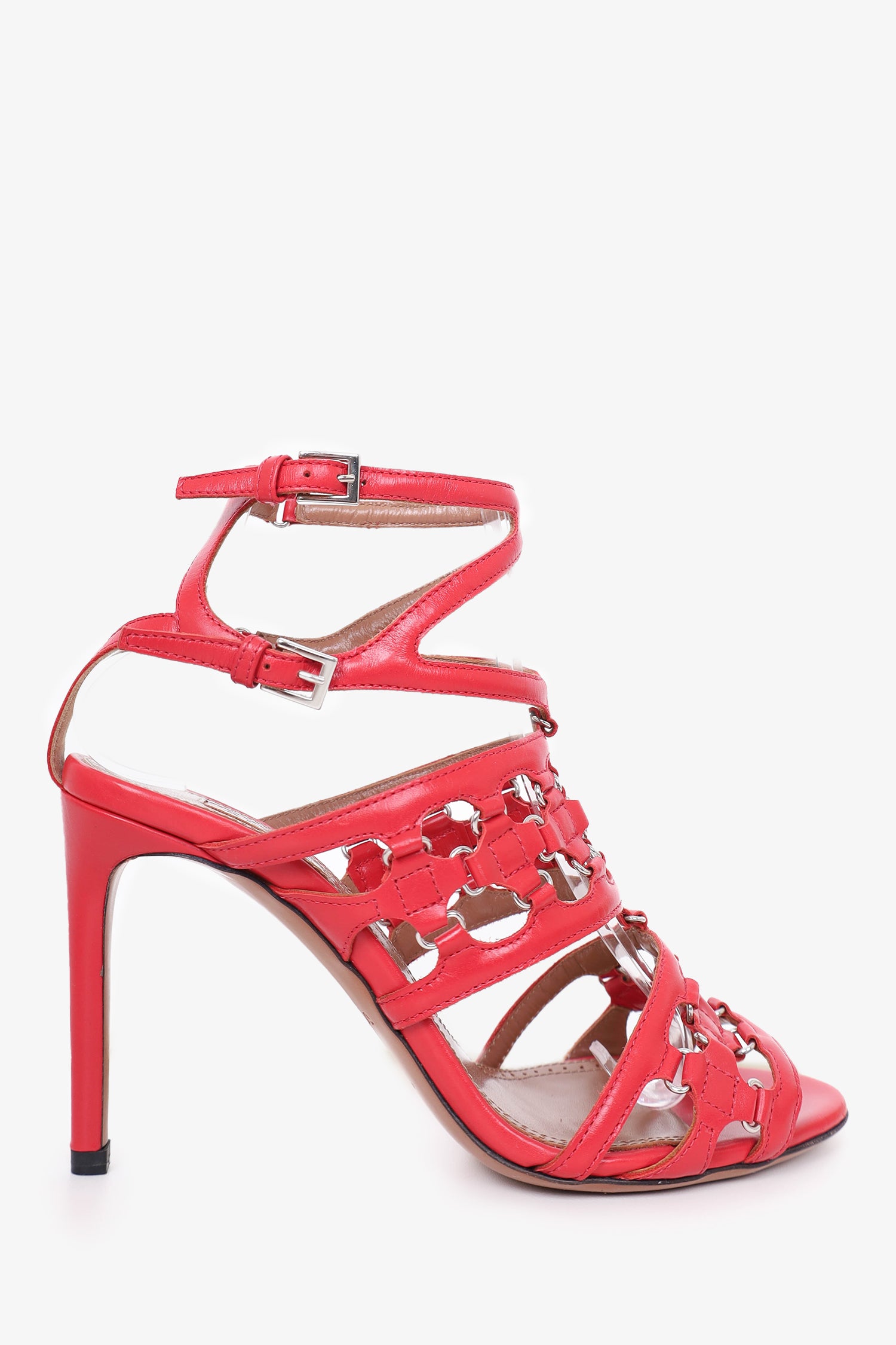 Alaïa Red Leather Strappy Gladiator Heels Size 36.5 – Mine & Yours
