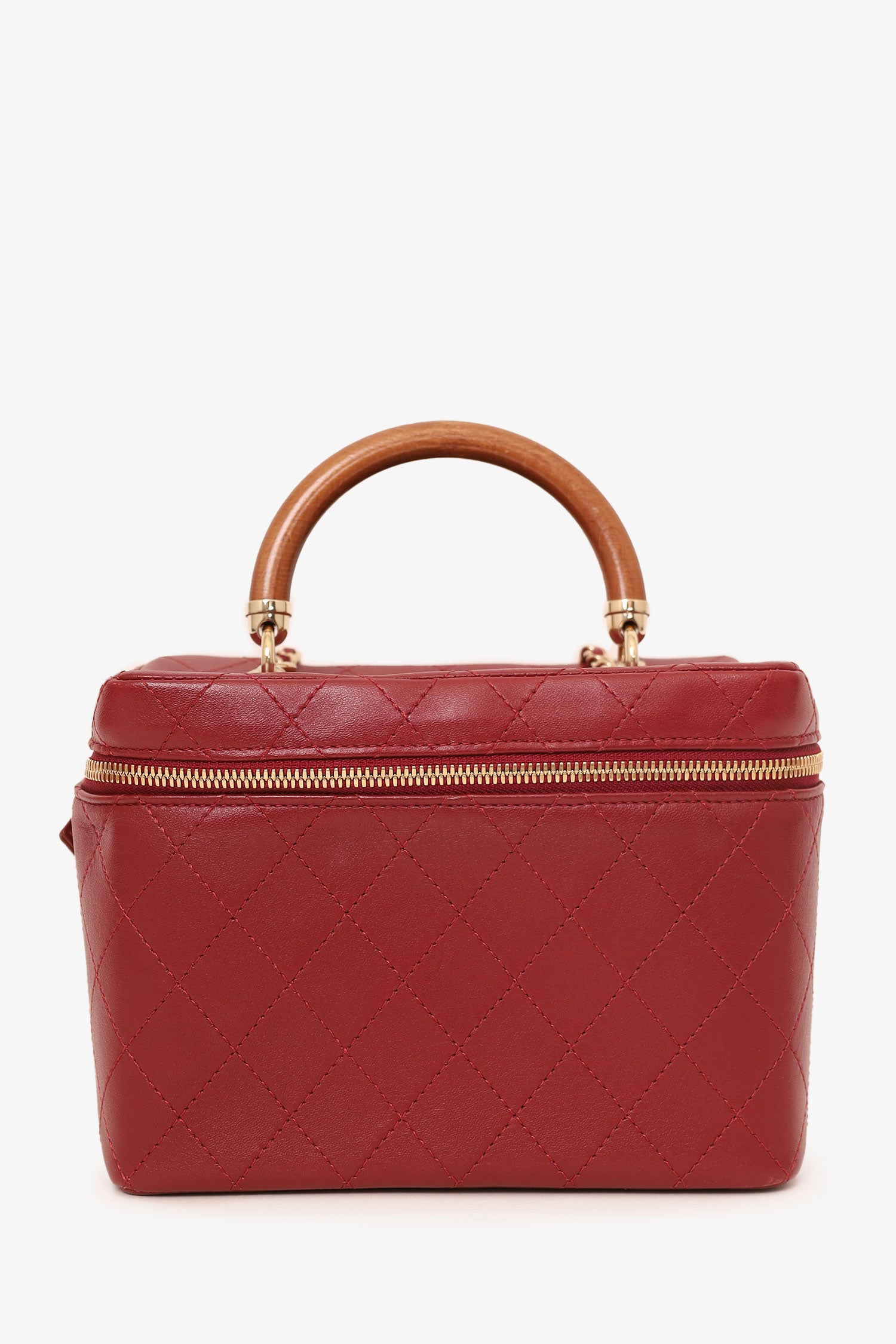 Pre-Loved Chanel™ 2018 Red Lambskin Knock On Wood Vanity Case – Mine ...