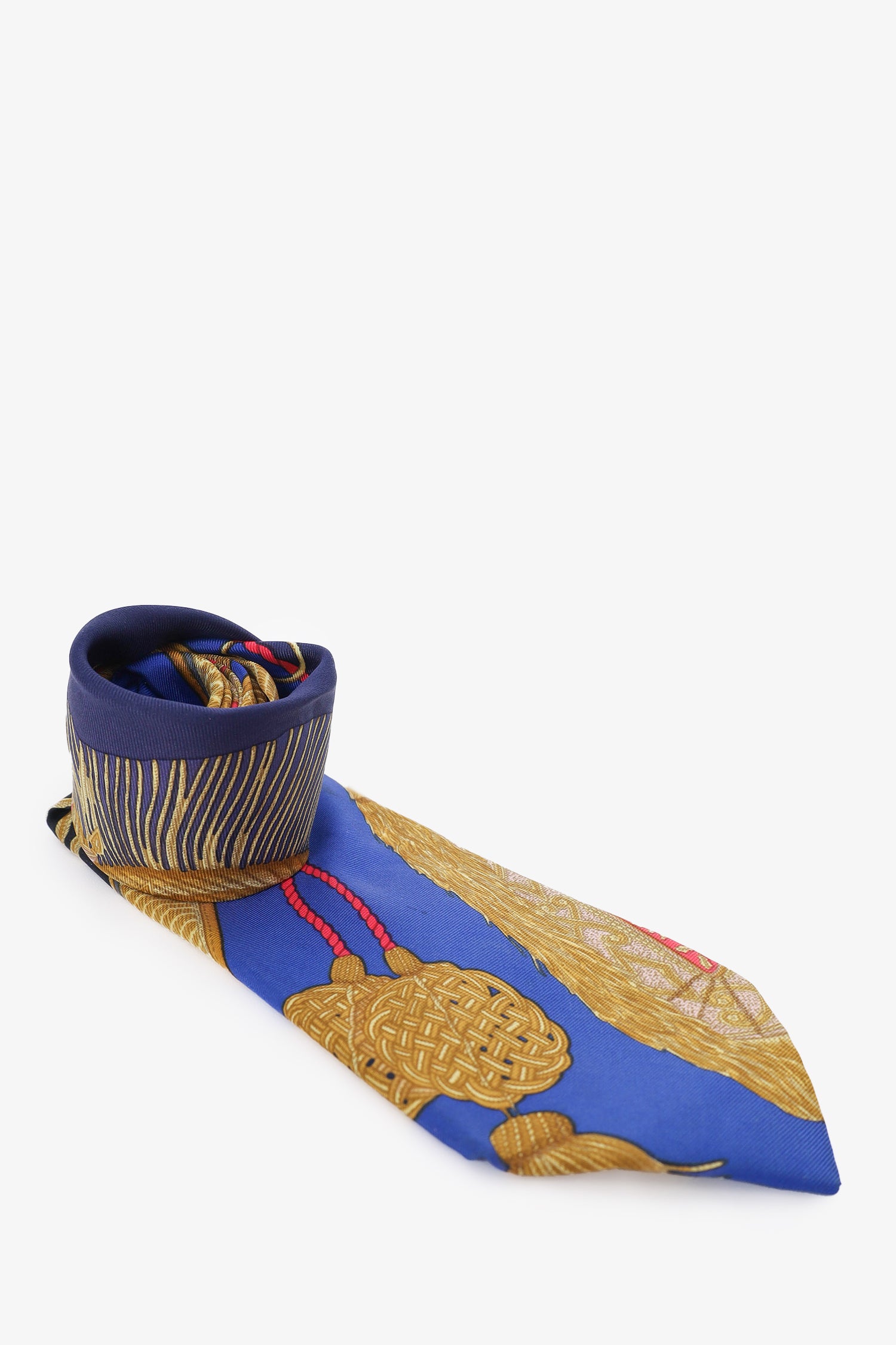 Hermès Blue/Gold Silk Printed Tie Mens – Mine & Yours