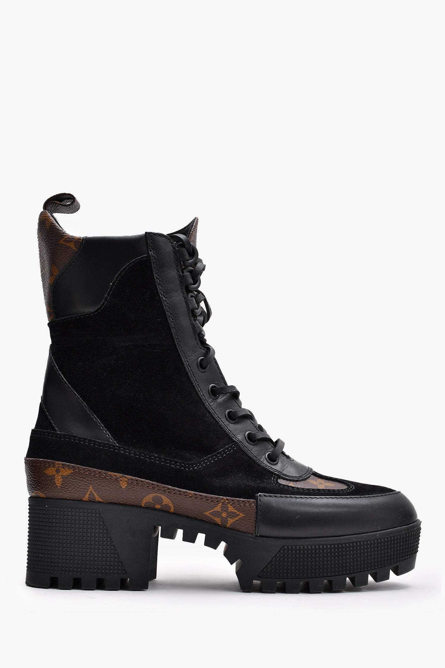 Louis Vuitton Brown/Black Leather Monogram Laureate Boots Size 37 ...
