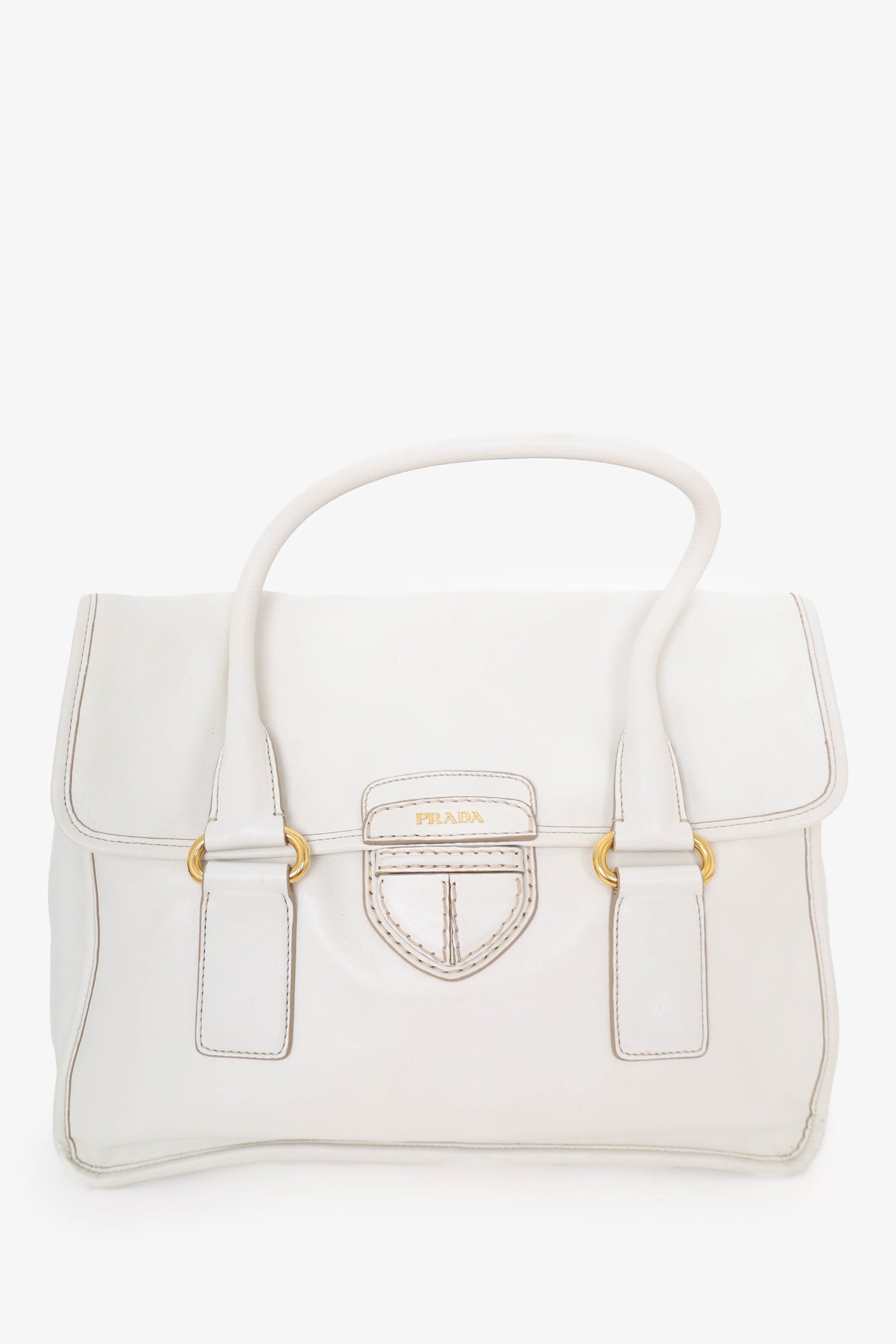 Prada White Leather Top Handle Bag – Mine & Yours