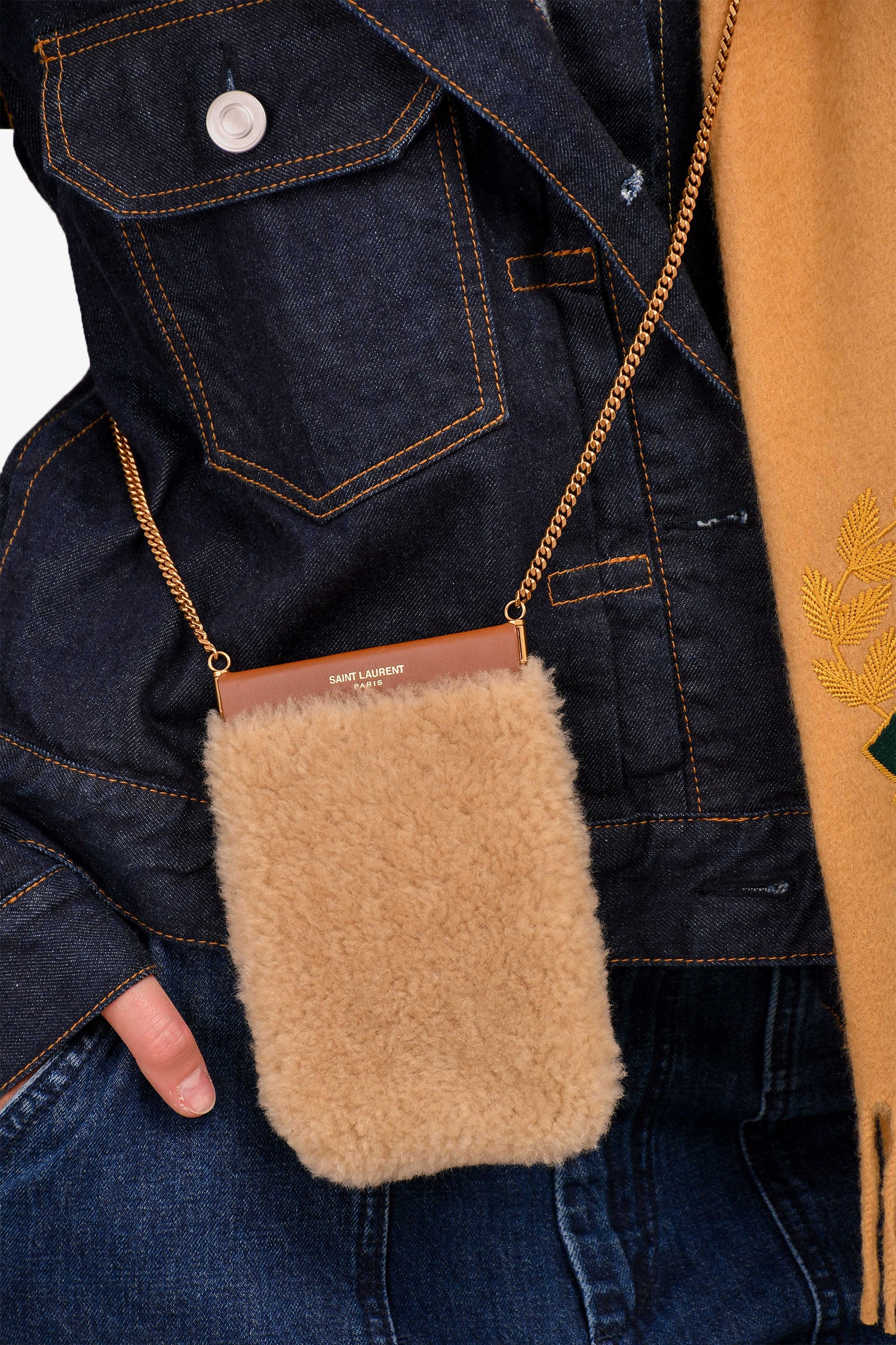 Saint Laurent Shearling Mini Pac Pac Chain Pouch – Mine & Yours