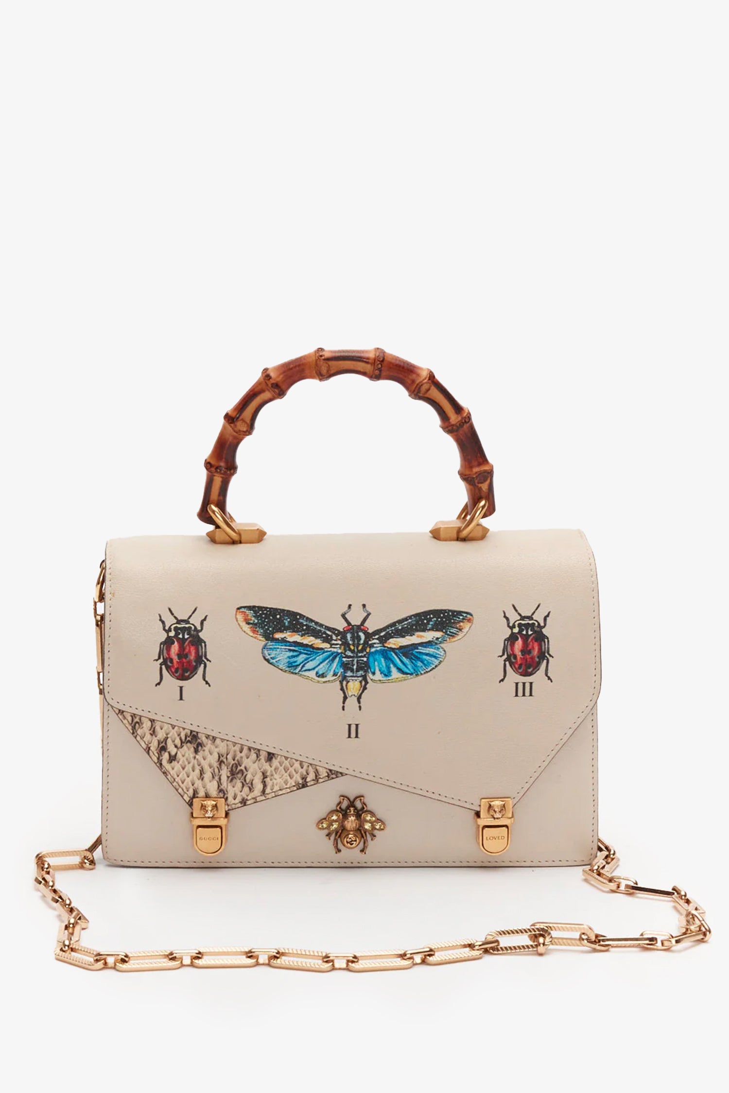 Gucci Cream Leather Insect Bamboo Ottilia Top Handle Bag – Mine & Yours