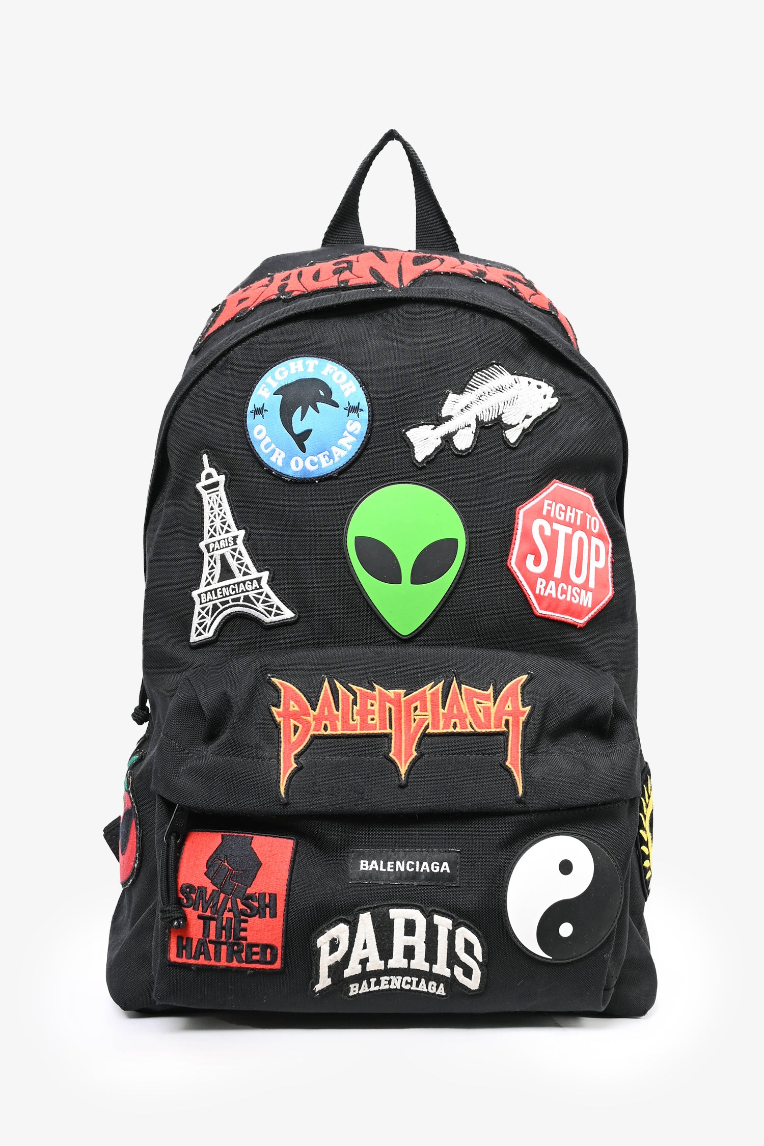 Balenciaga Black Canvas Multicolour Explorer Patch Backpack – Mine & Yours