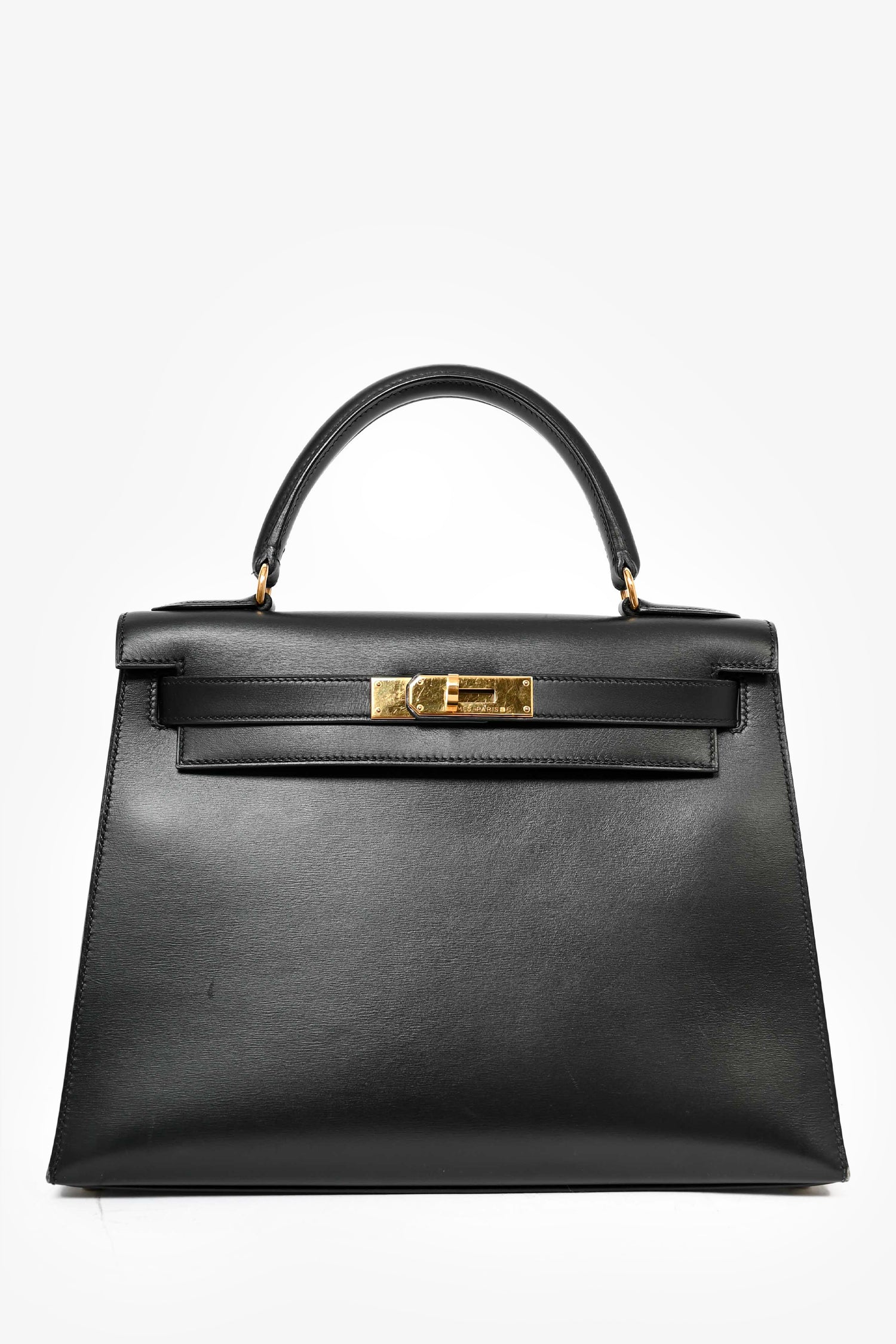 Hermès 1999 Box Leather Kelly 28 Top Handle with Strap – Mine & Yours