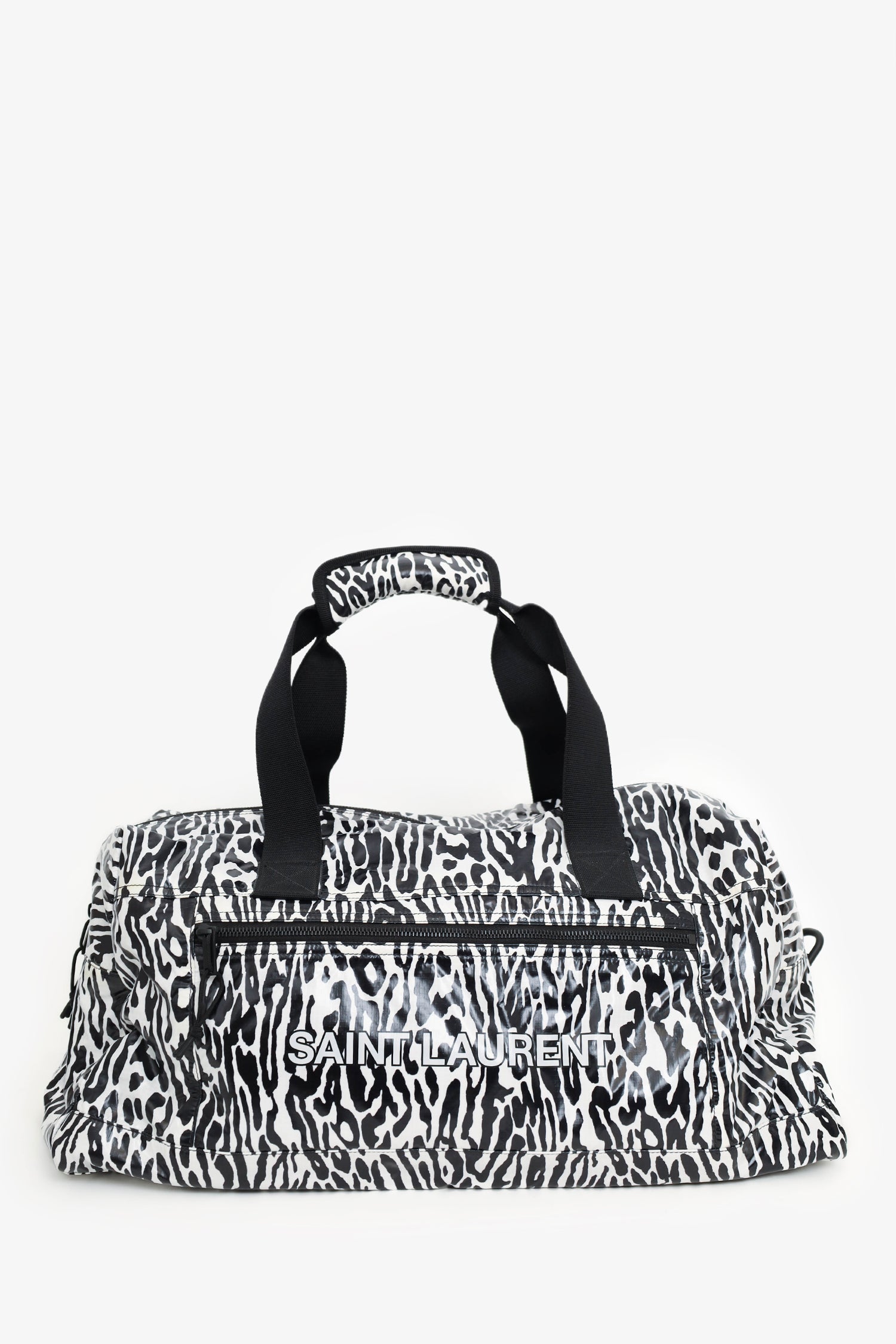 Saint Laurent Black/White Zebra Logo Printed Duffle Bag – Mine & Yours