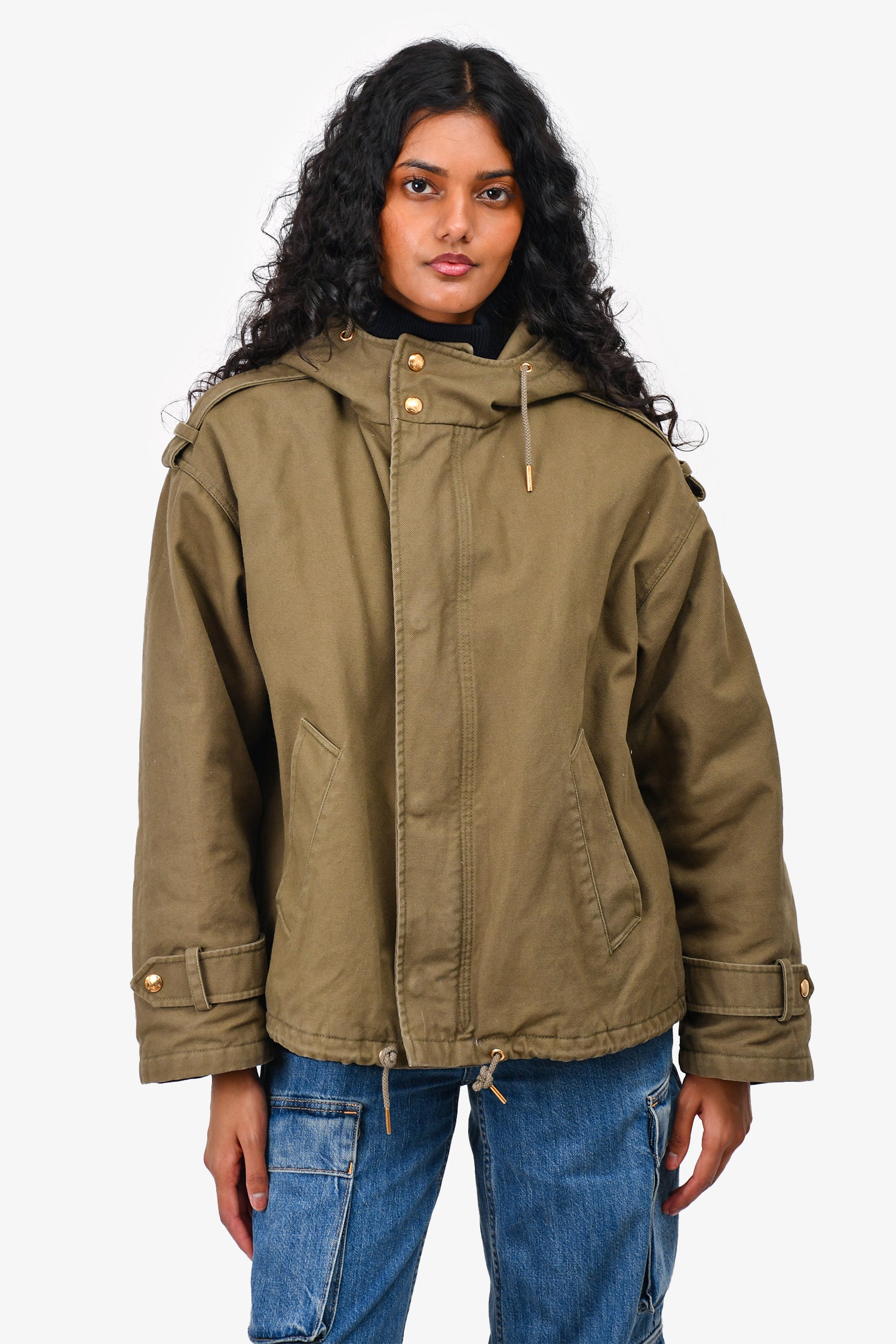 Celine Military Green Hooded Jacket Size 34 – Mine & Yours