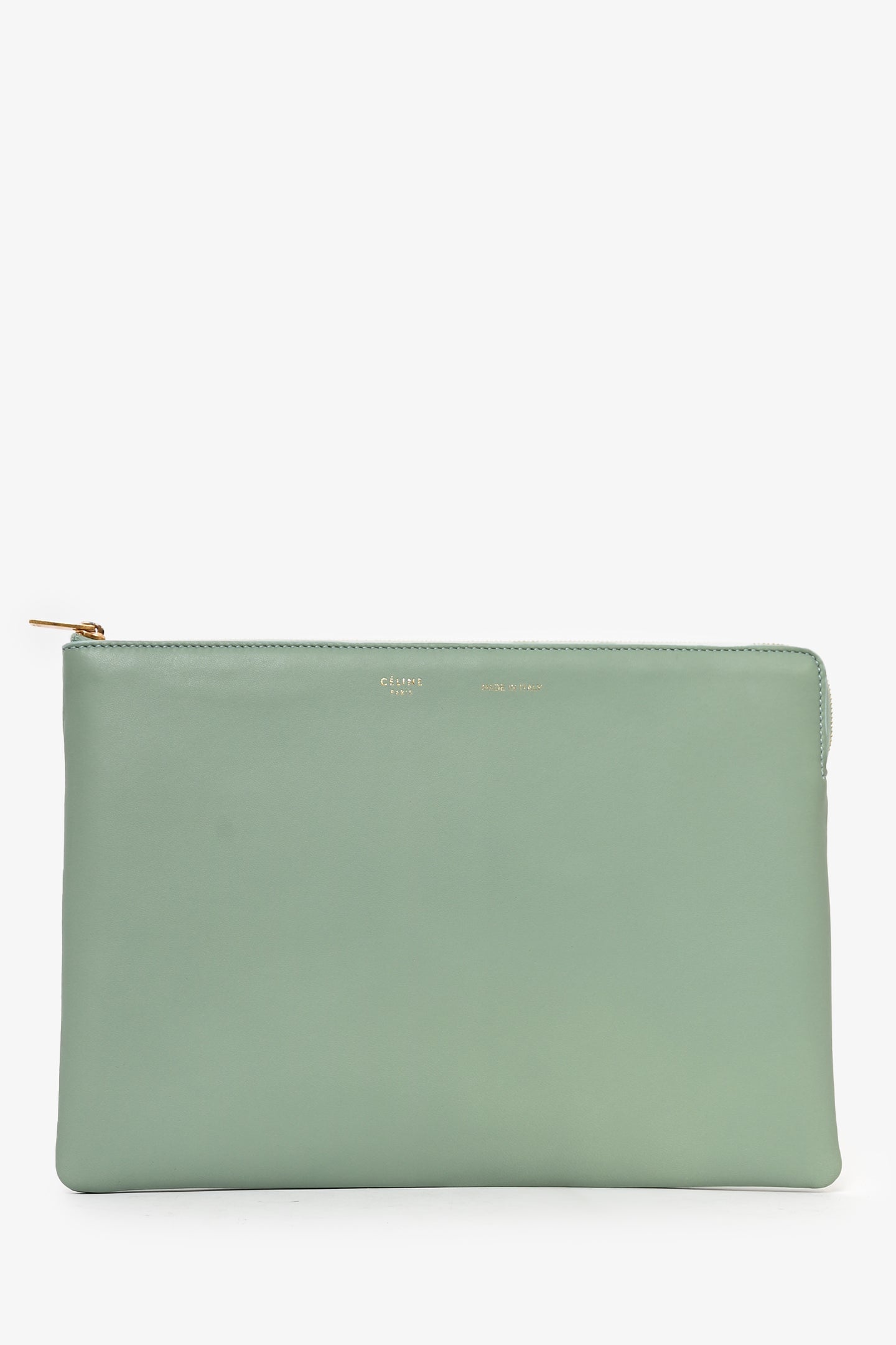 Celine Clear PVC Logo Tote with Green Leather Pouch – Mine & Yours