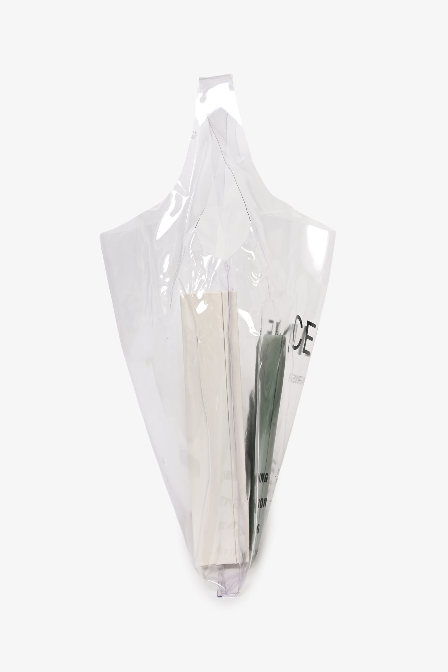 Celine Clear PVC Logo Tote with Green Leather Pouch – Mine & Yours