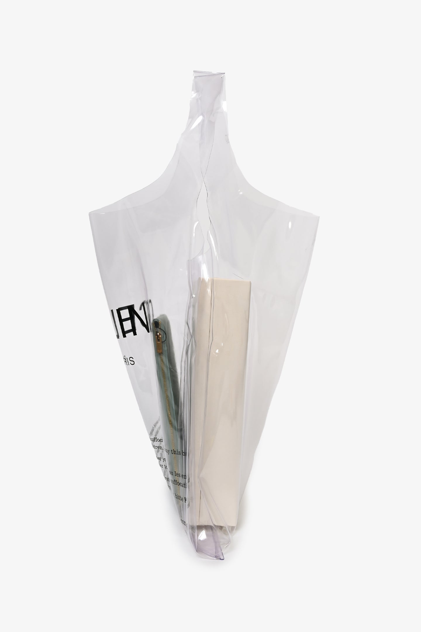 Celine Clear PVC Logo Tote with Green Leather Pouch – Mine & Yours