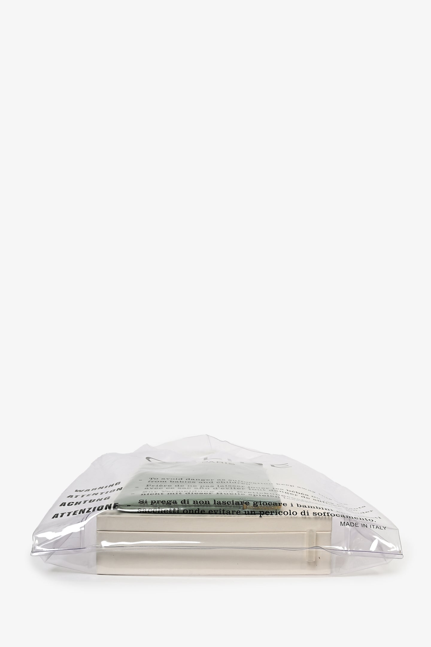 Celine Clear PVC Logo Tote with Green Leather Pouch – Mine & Yours