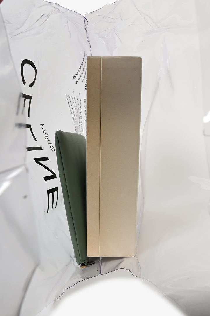 Celine Clear PVC Logo Tote with Green Leather Pouch – Mine & Yours