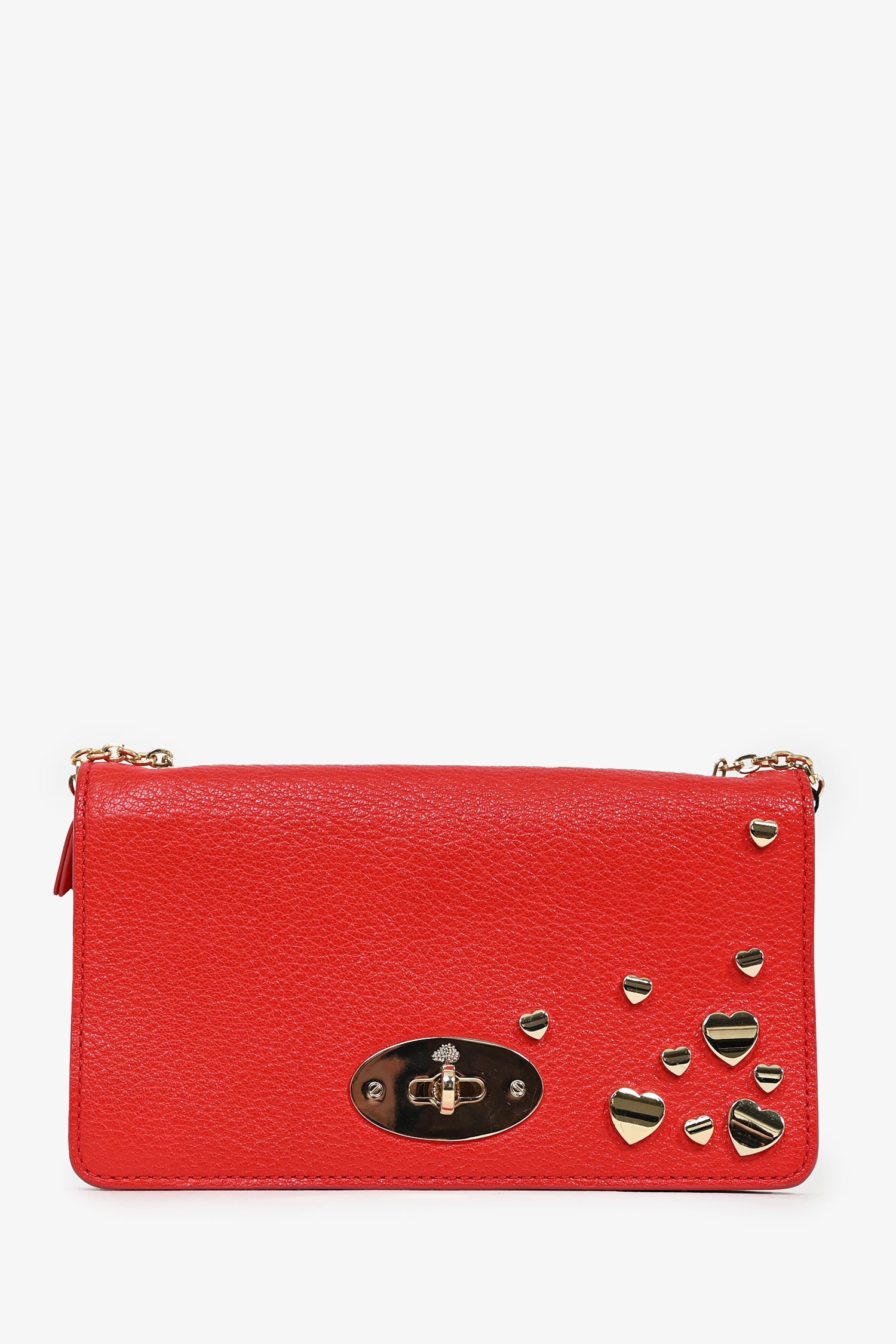 Mulberry Red Grained Leather Gold Heart Embellished 'Bayswater' Wallet ...