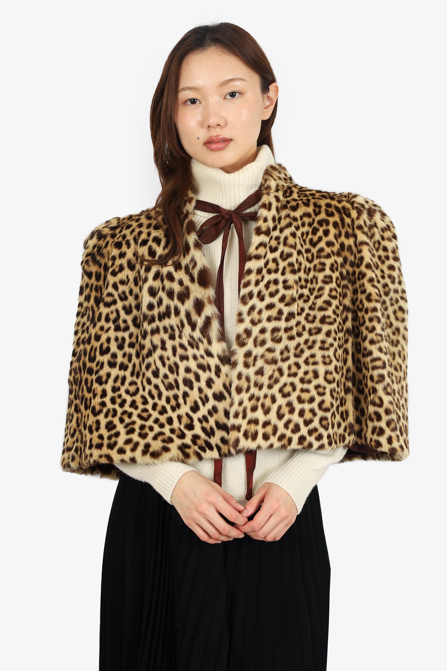 Vintage Brown Genuine Leopard Fur Shoulder Pad Cape – Mine & Yours