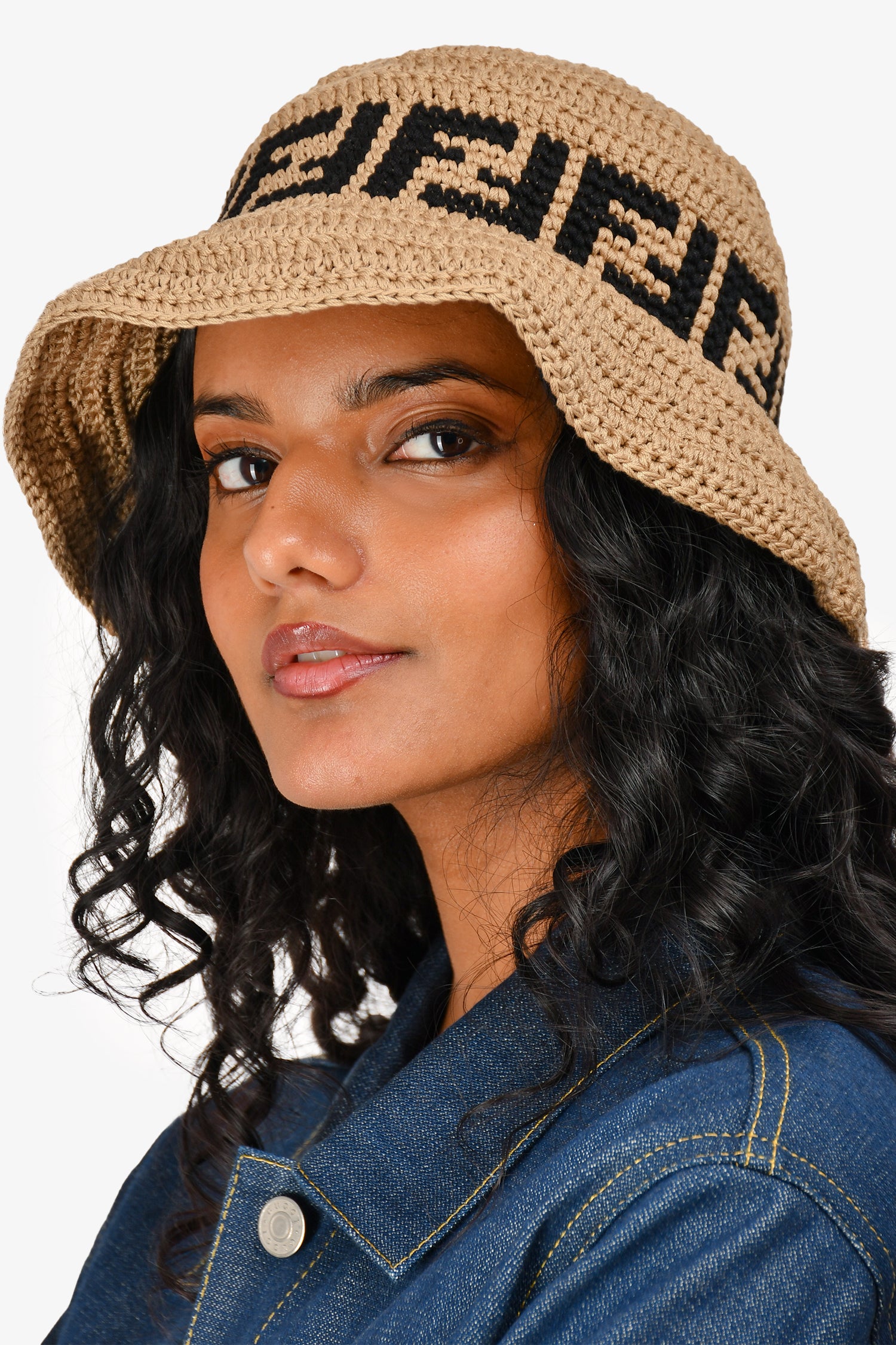 Fendi Brown Crochet FF Logo Bucket Hat Size 58 – Mine & Yours