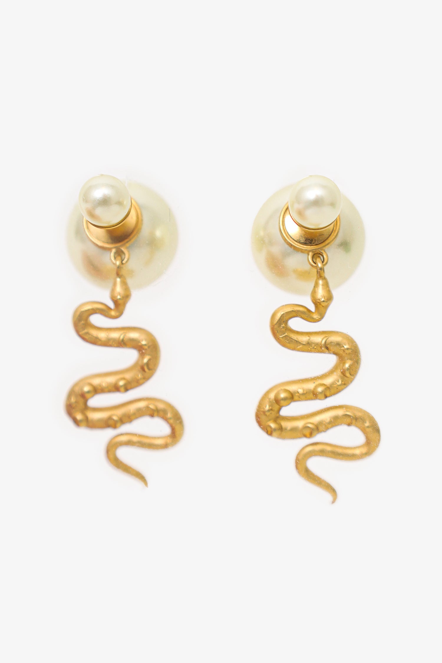 Christian Dior Gold Tone Pearl Snake Earrings – Mine & Yours