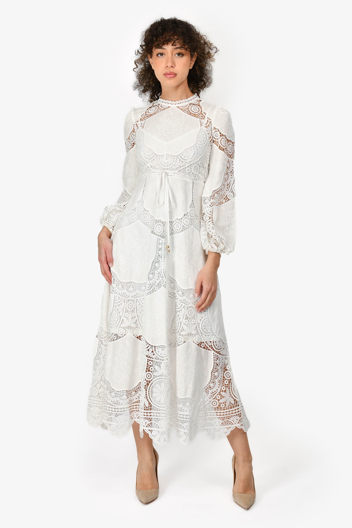 Zimmermann White Linen Crochet Lace Maxi Dress Size 0 – Mine & Yours