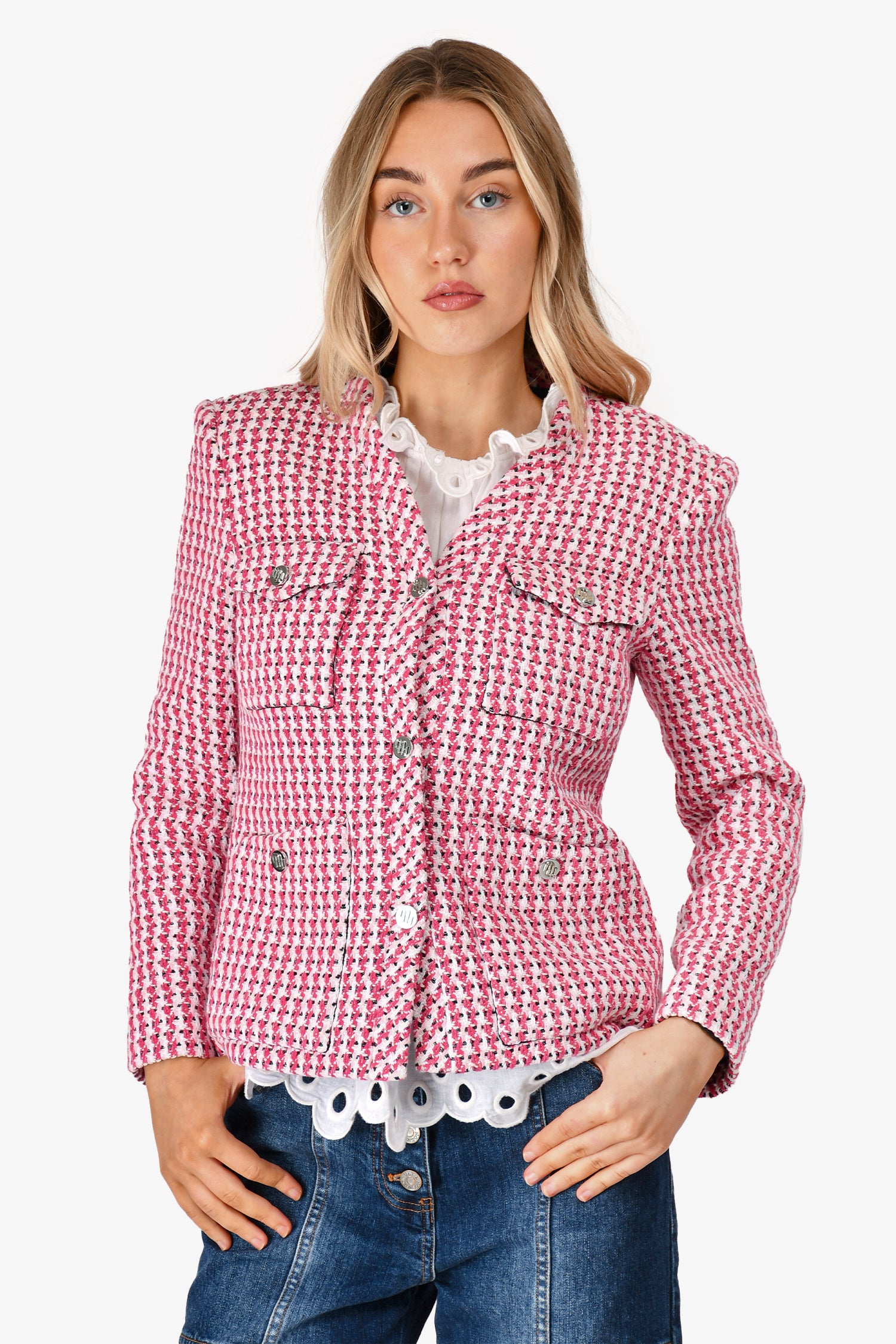 Maje Pink Tweed Pocket Detailed Jacket Size 36 – Mine & Yours