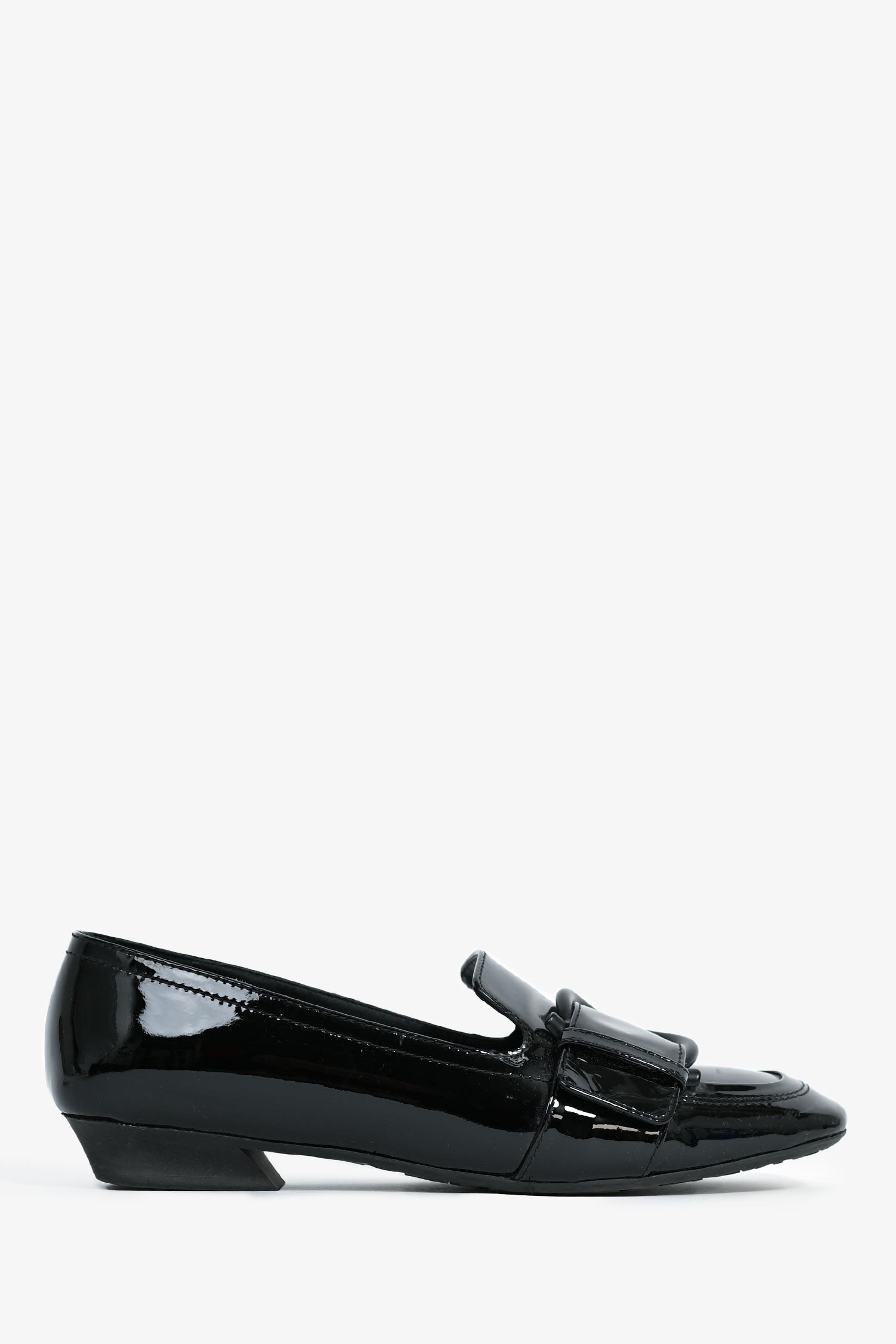 Salvatore Ferragamo Black Patent Leather Large Buckle 'Bonnie' Loafers ...