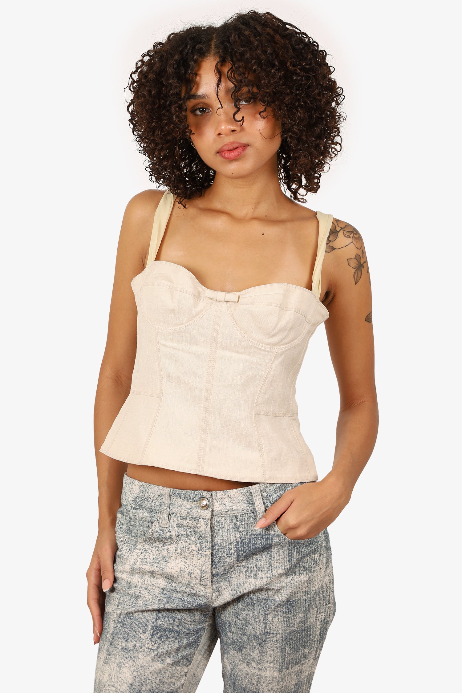Louis Vuitton Cream Linen/Silk Corset Top Size 38 – Mine & Yours