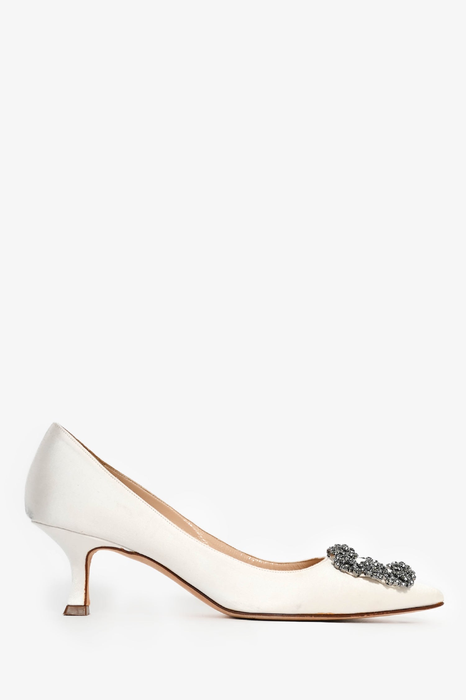 Monolo Blahnik White Satin Hangisi 50 Heels Size 36.5 (As Is) – Mine ...